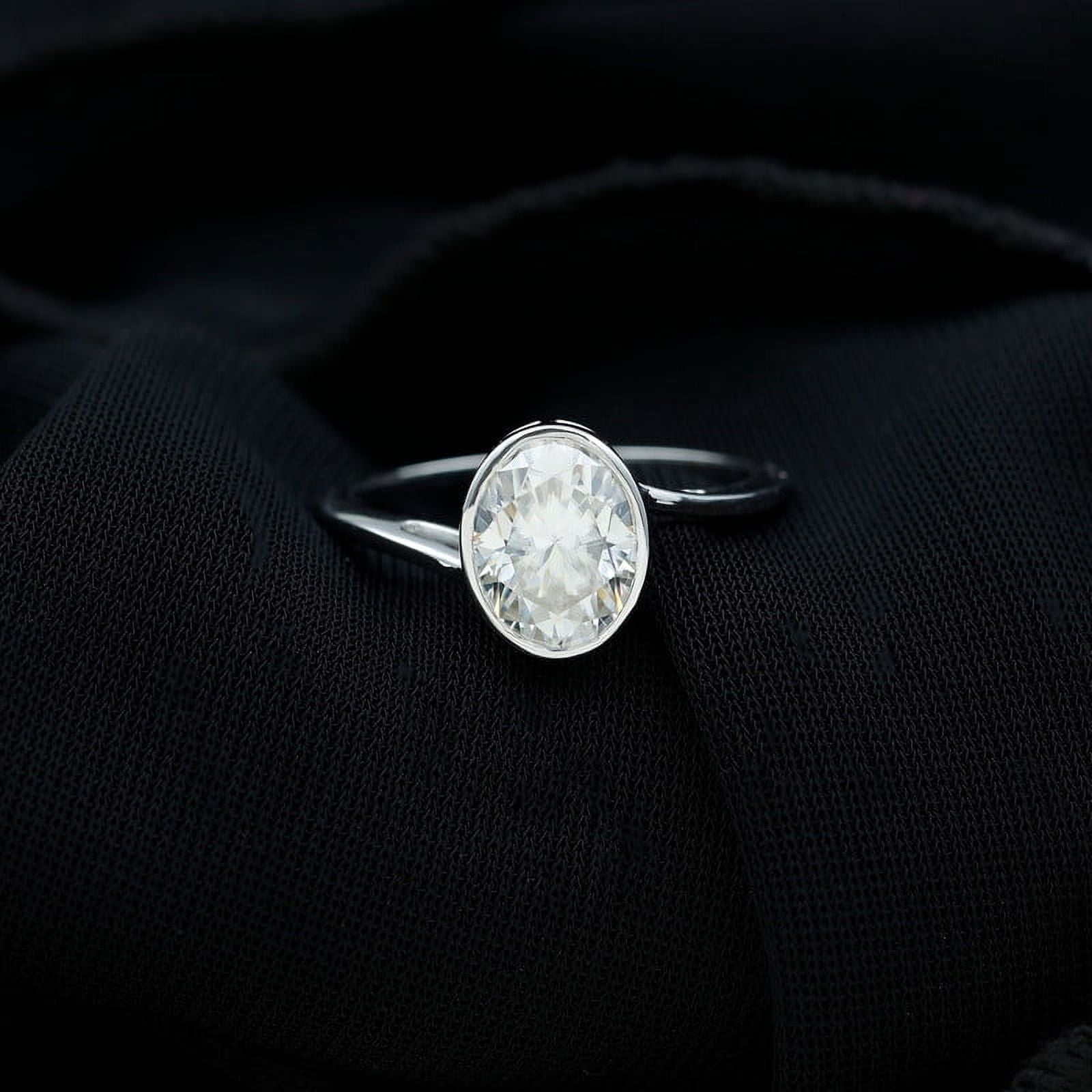 Brig Jewel 14K White Gold Plated Solitaire Gift Rings - 1.9 Ct Oval Cut ...