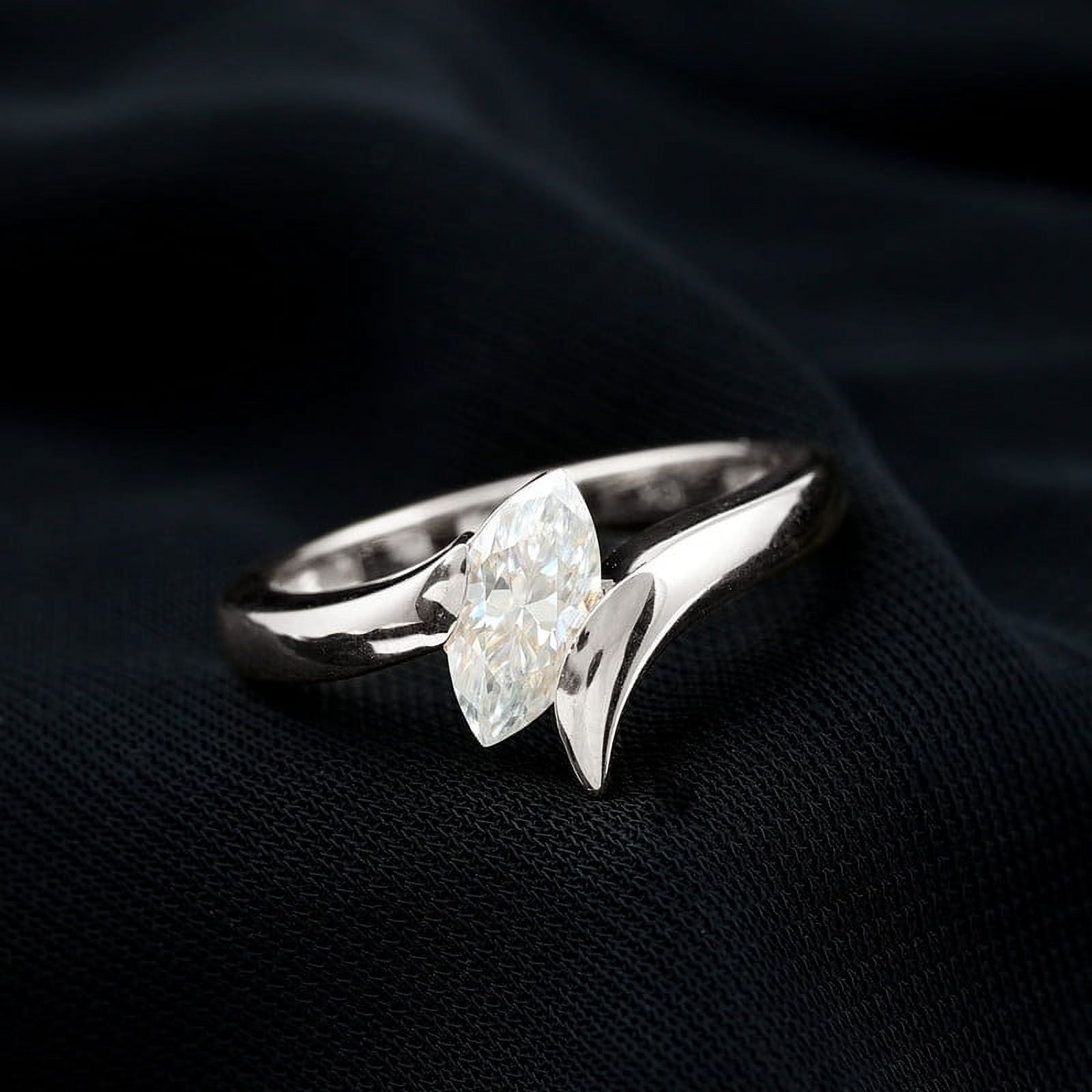 Brig Jewel 14K White Gold Plated Solitaire Ring - 1.5 Ct Marquise Cut ...