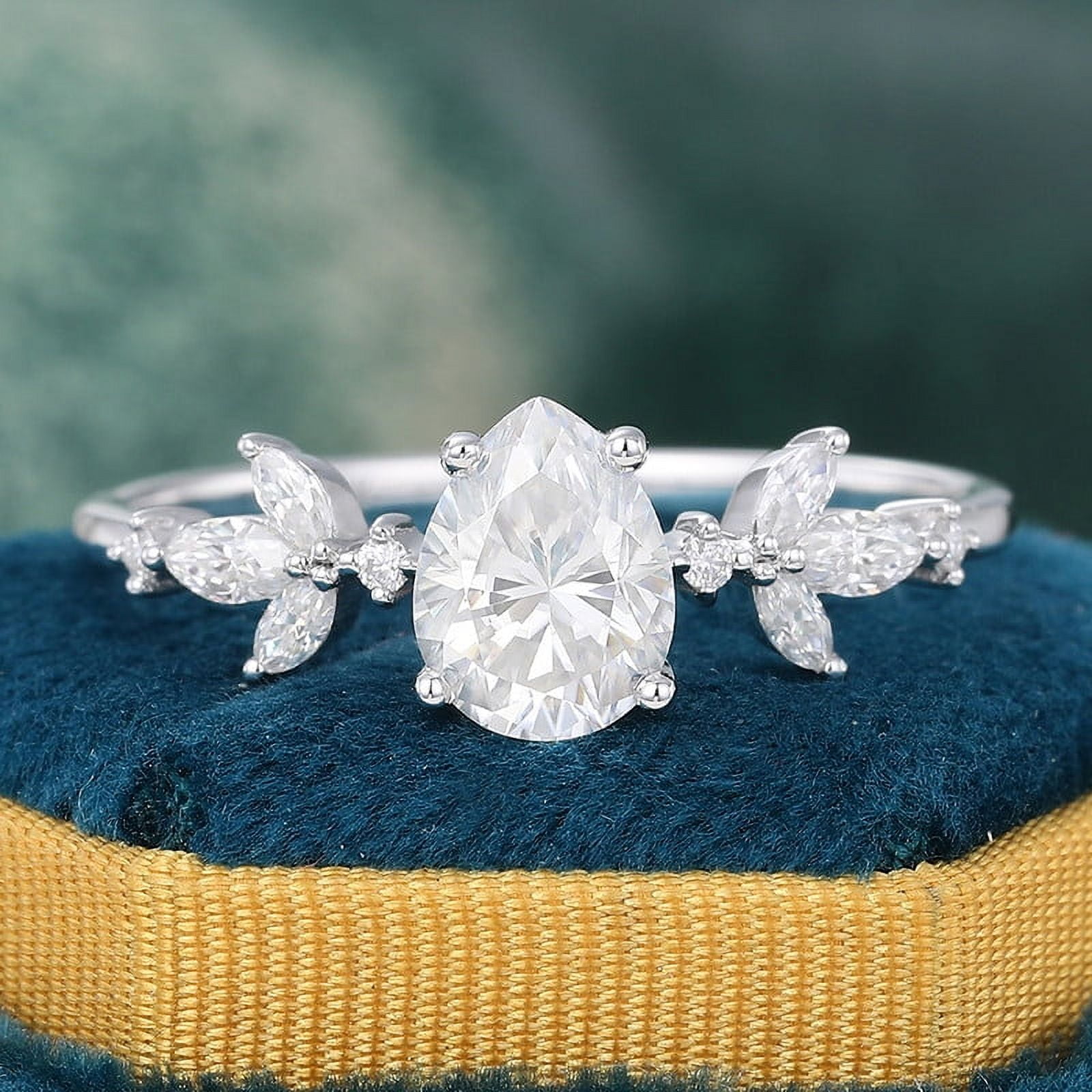 Brig Jewel 14K White Gold Plated Solitaire Ring - 1.5 Ct Pear Cut ...