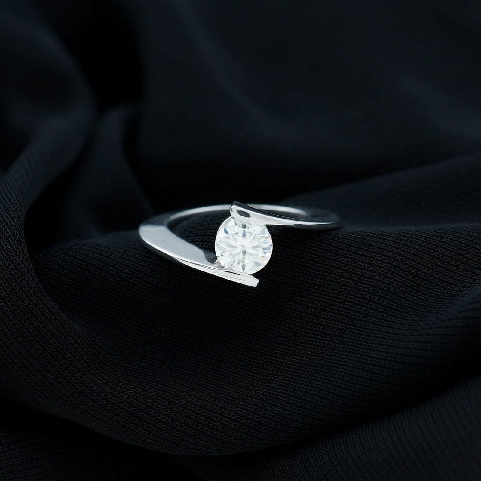 Brig Jewel 14K White Gold Plated Solitaire Ring - 1 Ct Round Cut Diamond Jewelry - Forever ...