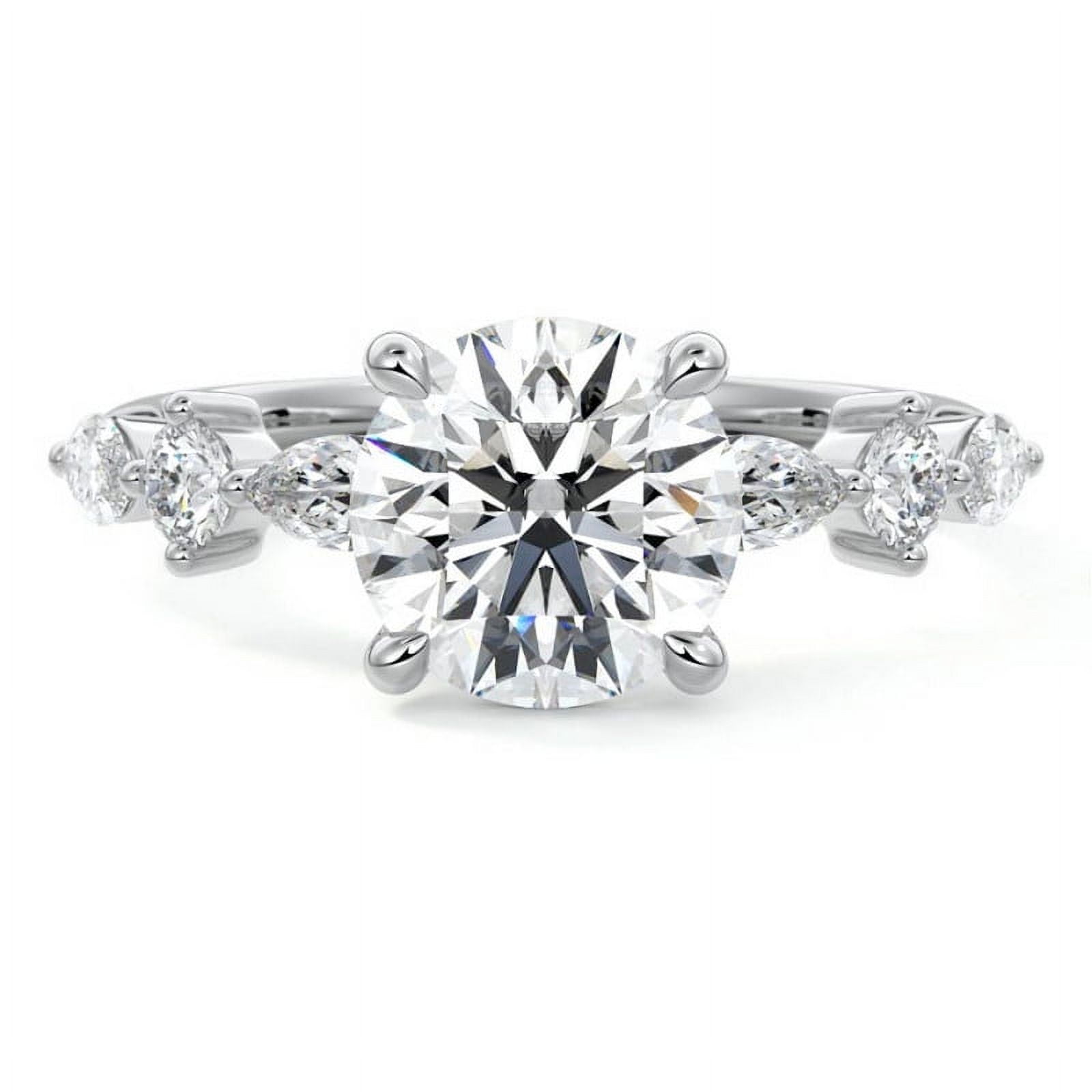 Brig Jewel 14K White Gold Plated RIng For Girls - Lab Created Round Cut ...