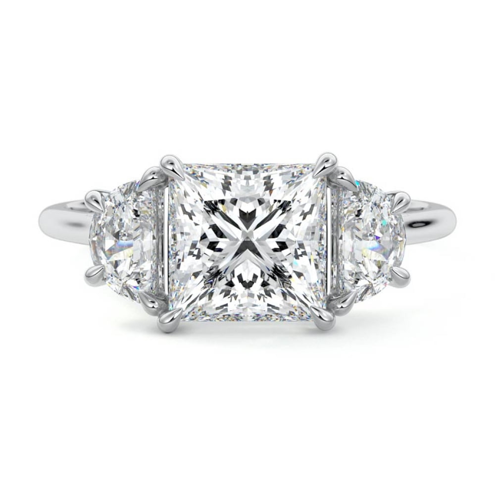 Brig Jewel 14K White Gold Plated Ring - Princess Cut 2.1 Ct VVS1/D Lab ...