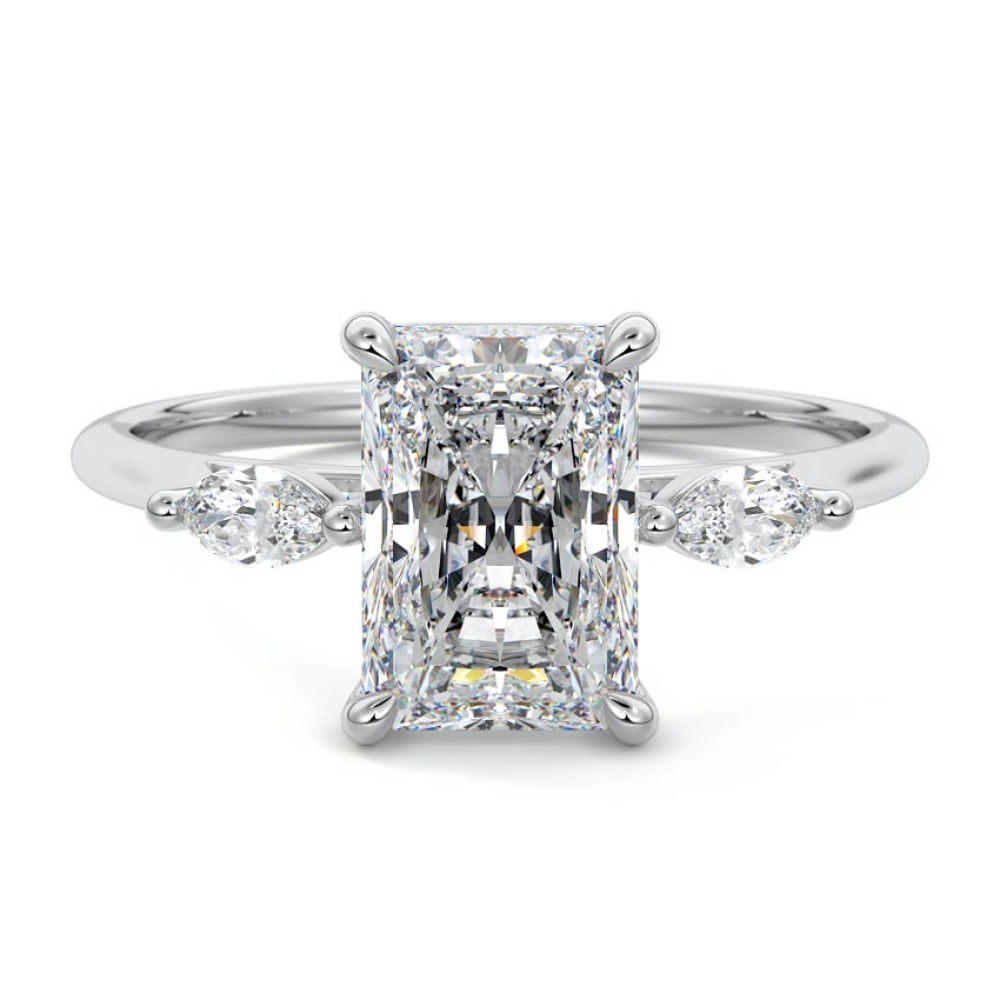 Brig Jewel 14K White Gold Plated Wedding Ring - Radiant Cut 1.8 Ct Lab ...