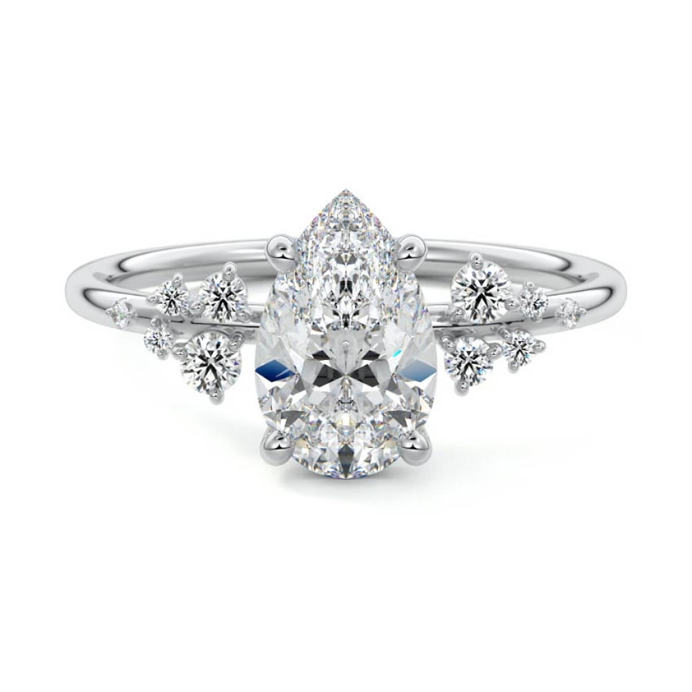 Brig Jewel 2.1 Ct Marquise Cut Lab Diamond Rings - 14K White Gold Over ...