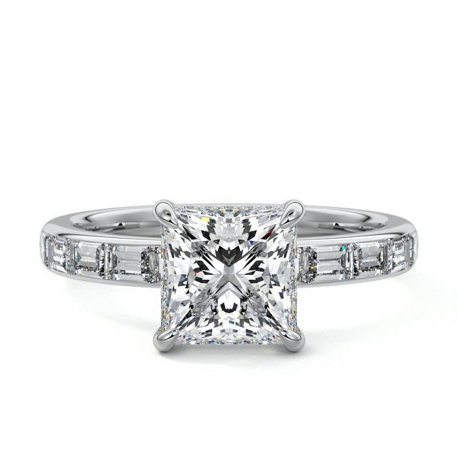 Brig Jewel 2.1 Ct Princess Cut Diamond Rings - 14K White Gold Over ...