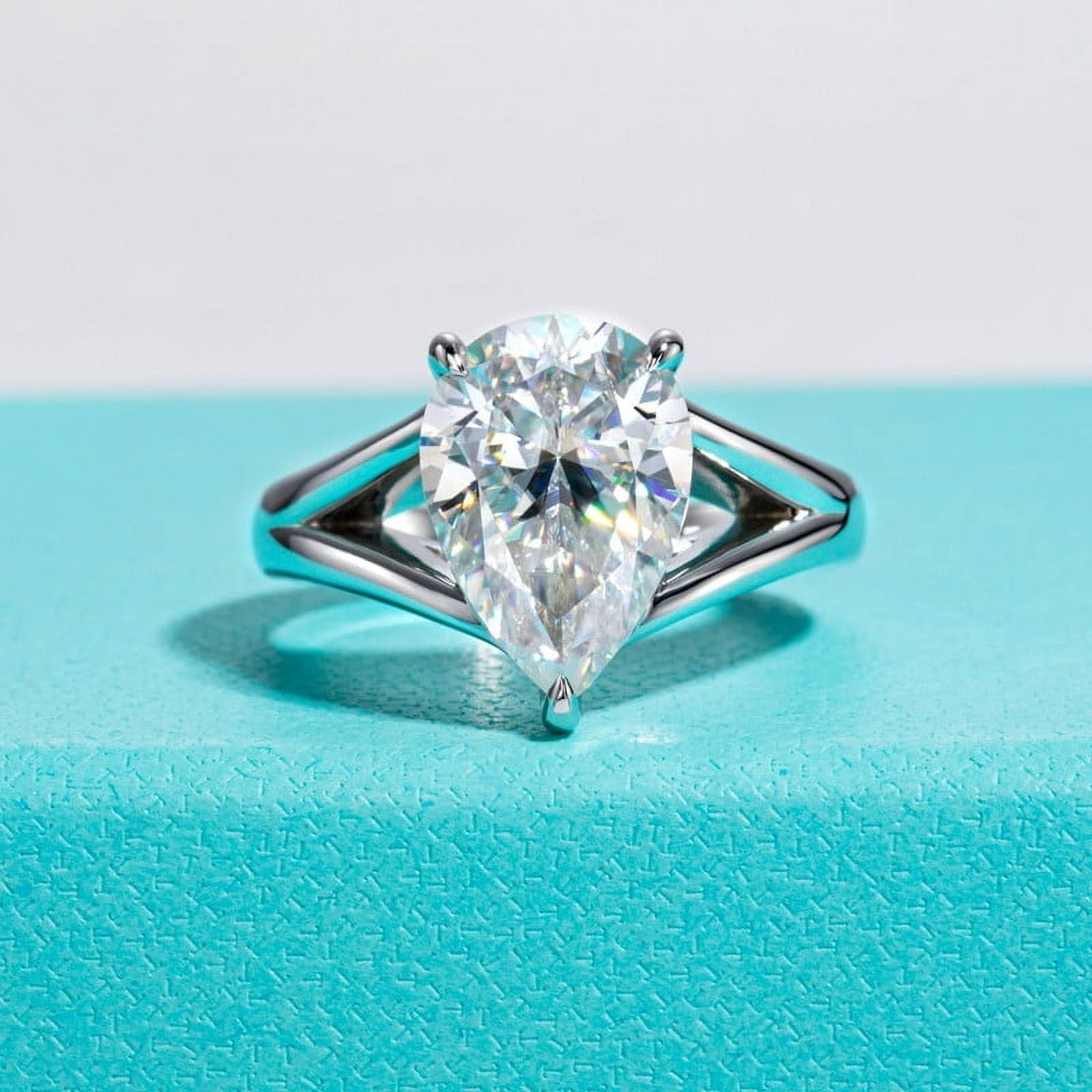 Brig Jewel 2.1Ct Pear Cut Lab Created Diamond Anniversary Ring – 14K White Gold Plated Band ...