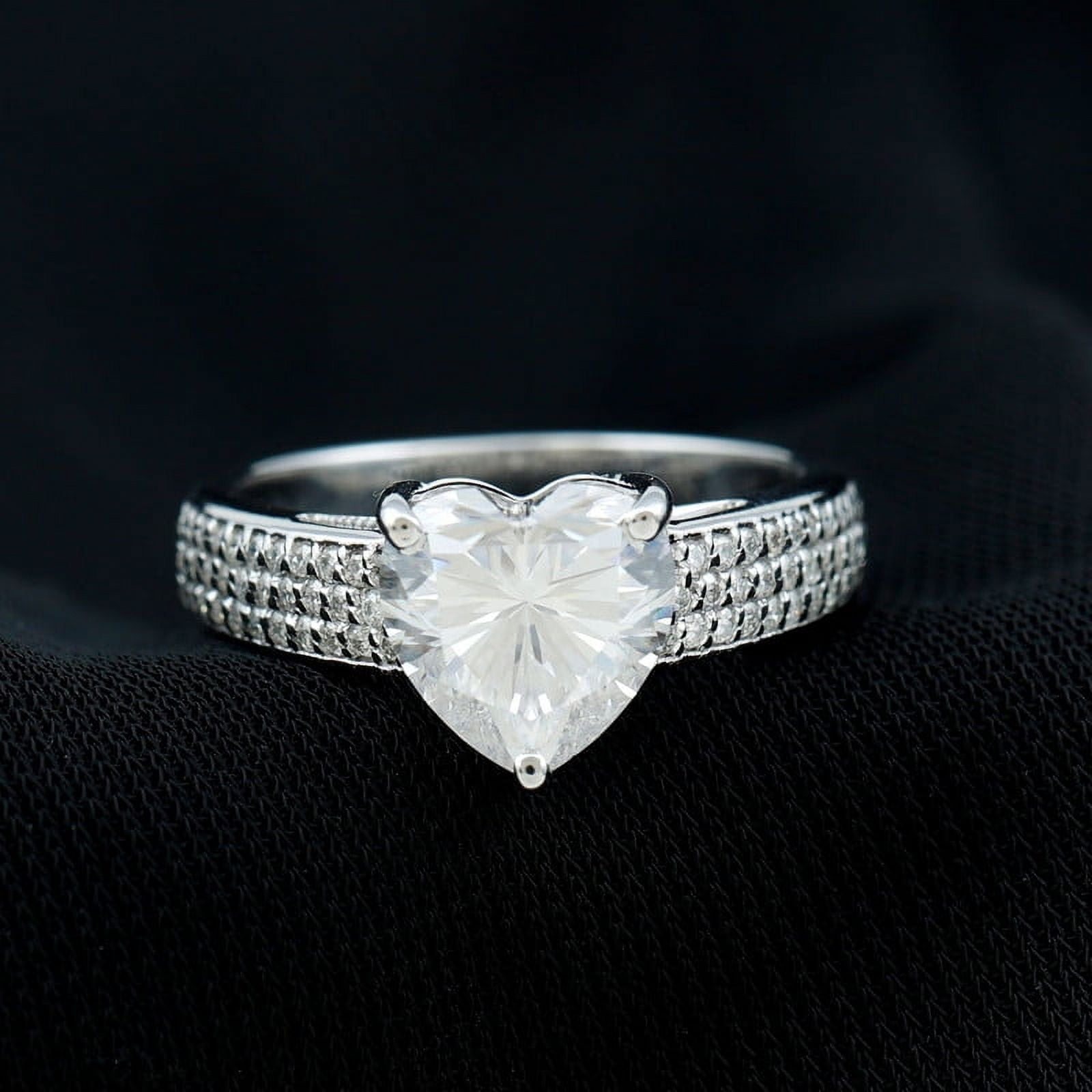 Brig Jewel 2.40 Ct Heart Cut Lab Diamond Ring - 14K Silver Solitaire ...