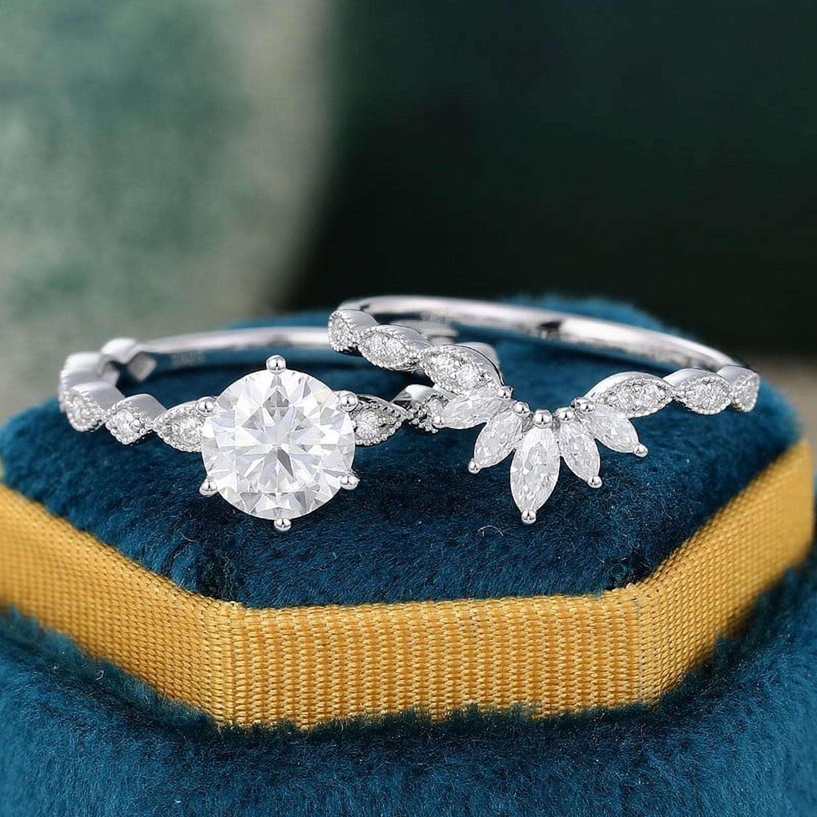 Brig Jewel 2 Ct Round Cut Lab Created Diamond Ring - 14K White Gold ...