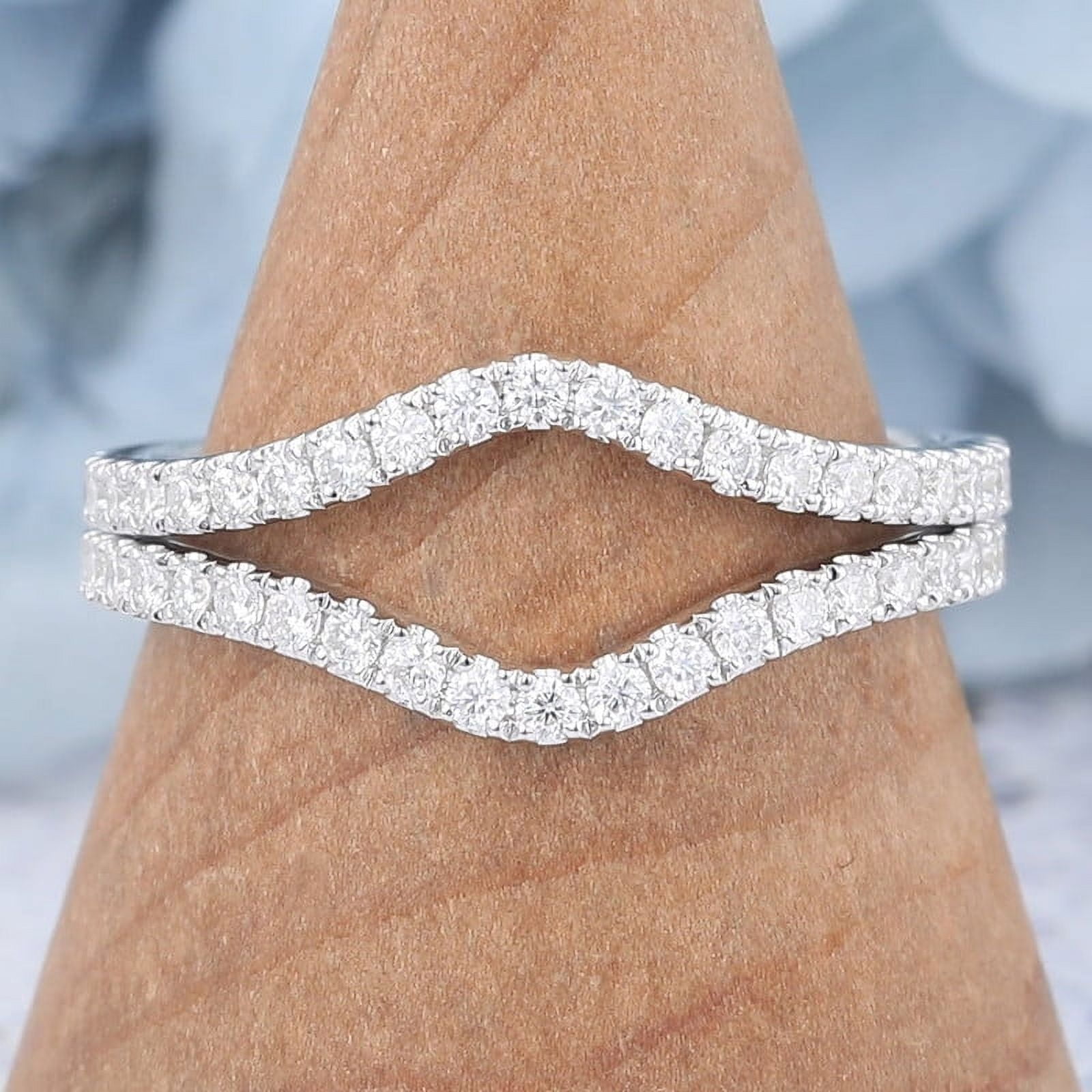 Brig Jewel Chevron Style 1.50 Ct White Round Cut Diamond Ring - 14K ...