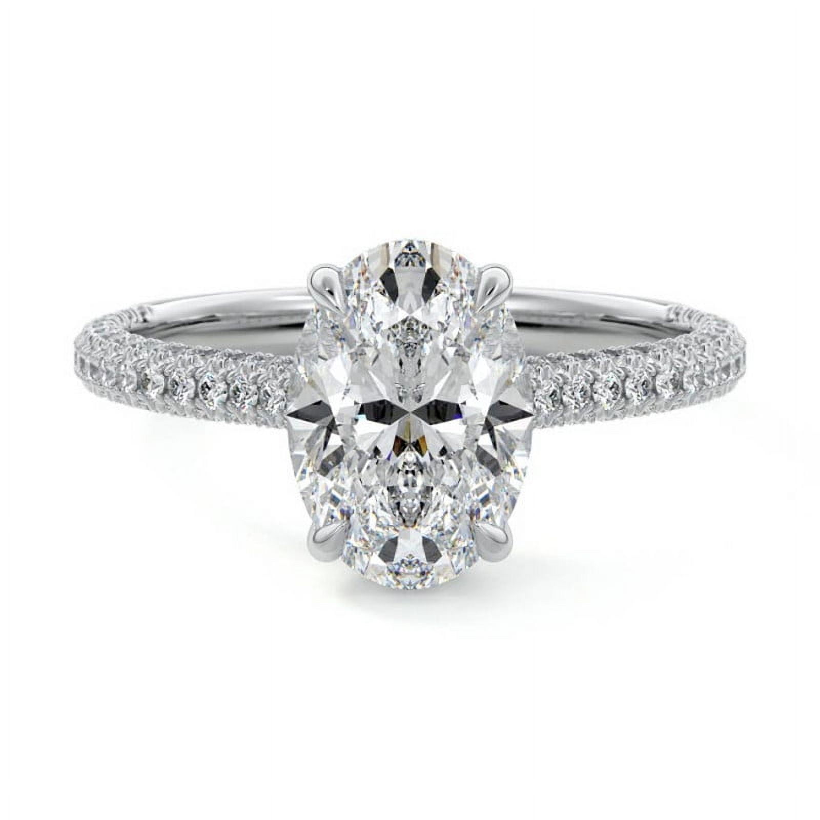 Brig Jewel Oval Cut 2.1 Ct Diamond Rings for Her - 14K White Gold ...