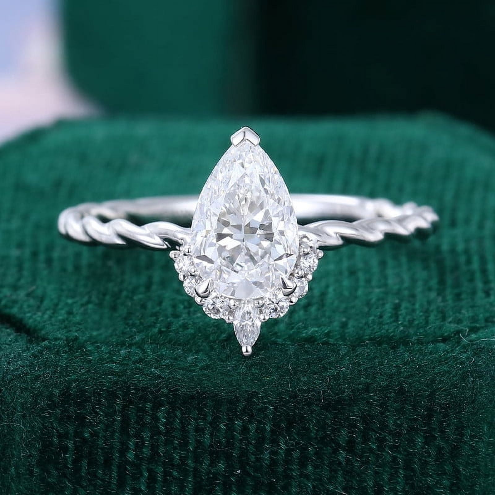 Brig Jewel Pear Cut 2 Ct Excellent Diamond Ring for Women - 14K White ...