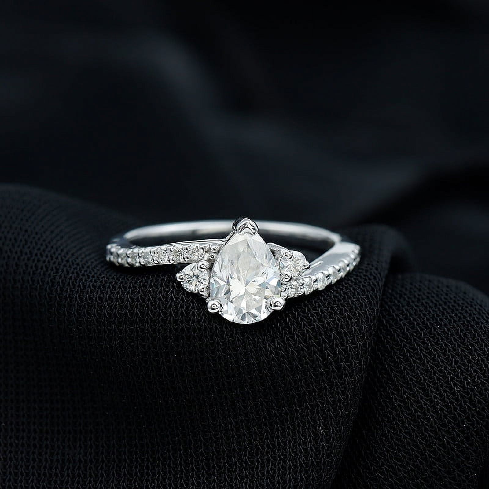 Brig Jewel Prong Set 1.9 Ct Pear Cut Diamond Rings - 14K White Gold ...