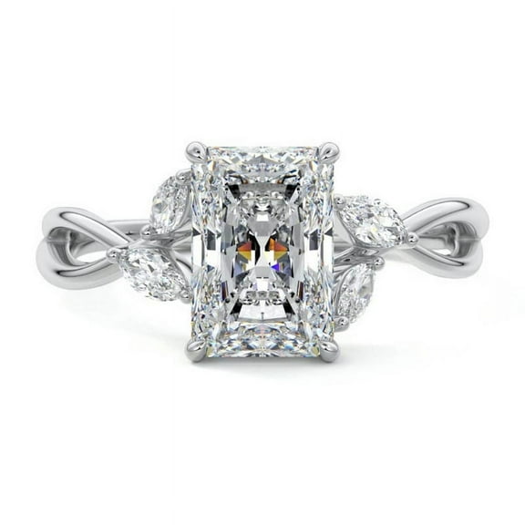 Brig Jewel 2.3 Ct Emerald Cut Diamond Rings - 14K White Gold Over ...