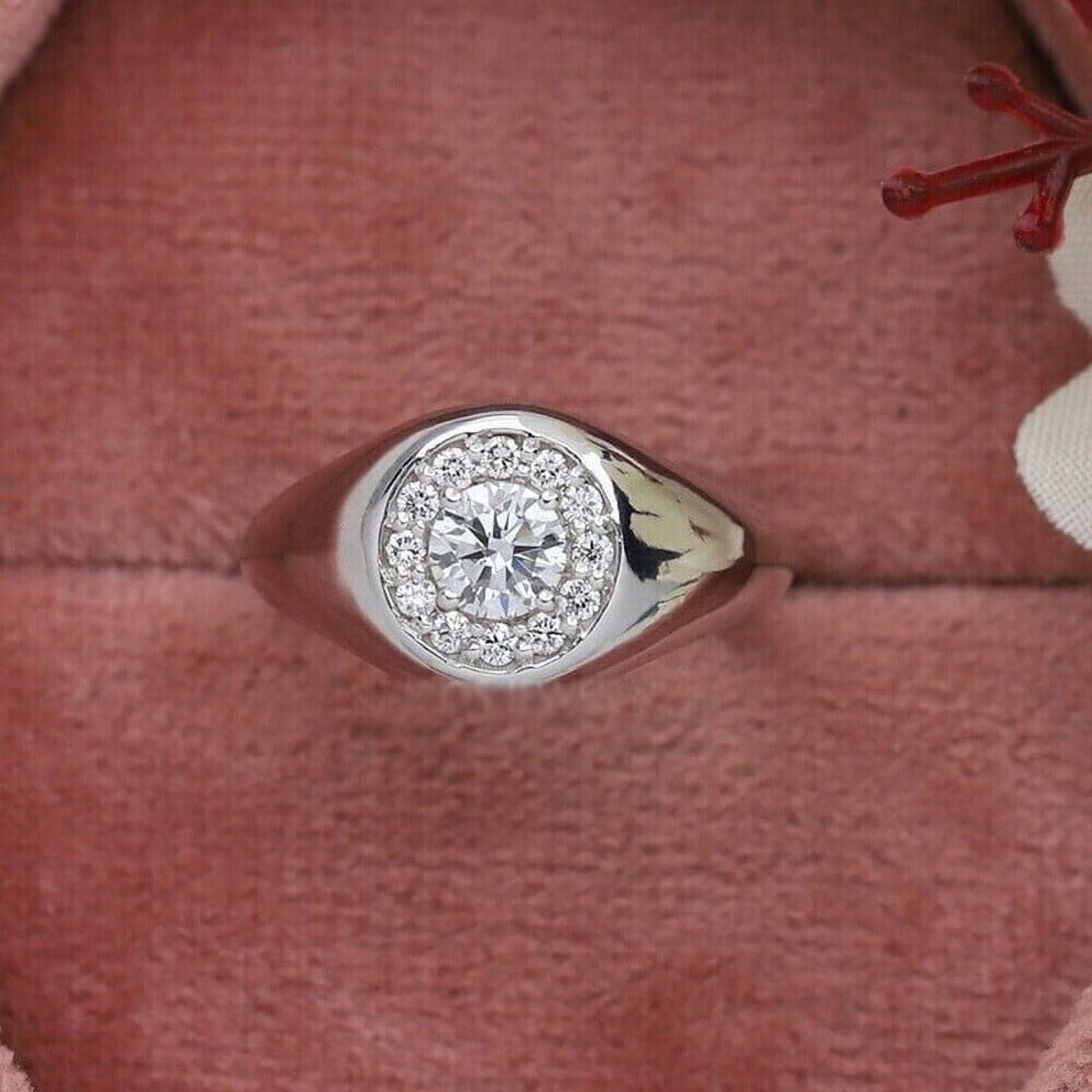 Brig Jewel Round Cut 1.5 Ct Diamond Ring - 14K White Gold Plated Halo ...