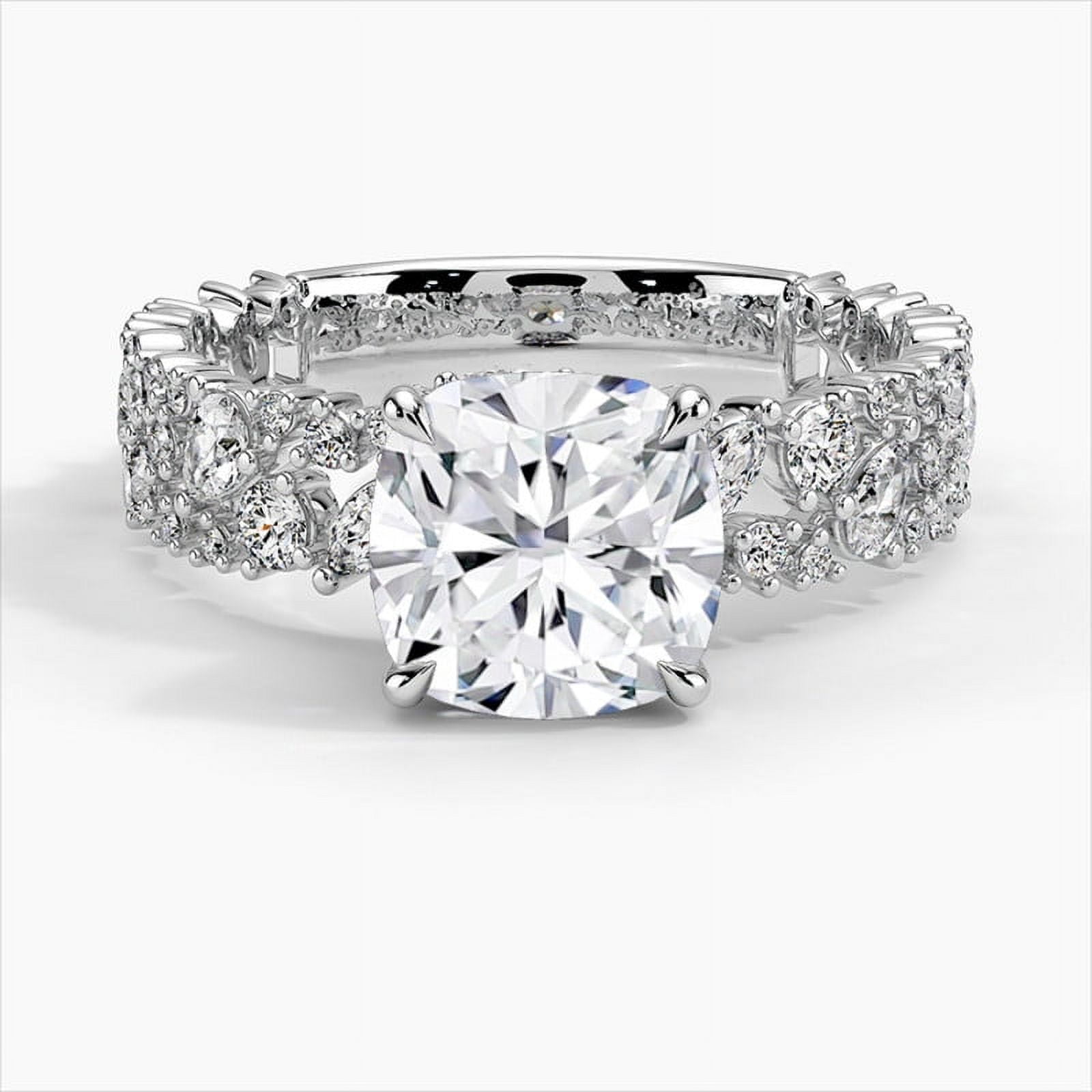 Brig Jewel Stamped 14k White Gold Over Ring - 2.1 Ct Cushion Cut Lab ...