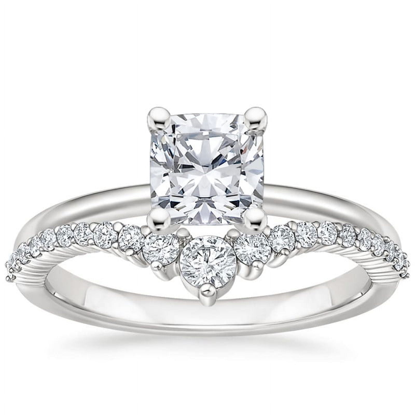 Brig Jewel White Gold Over 14K Silver Diamond Ring - Cushion Cut ...