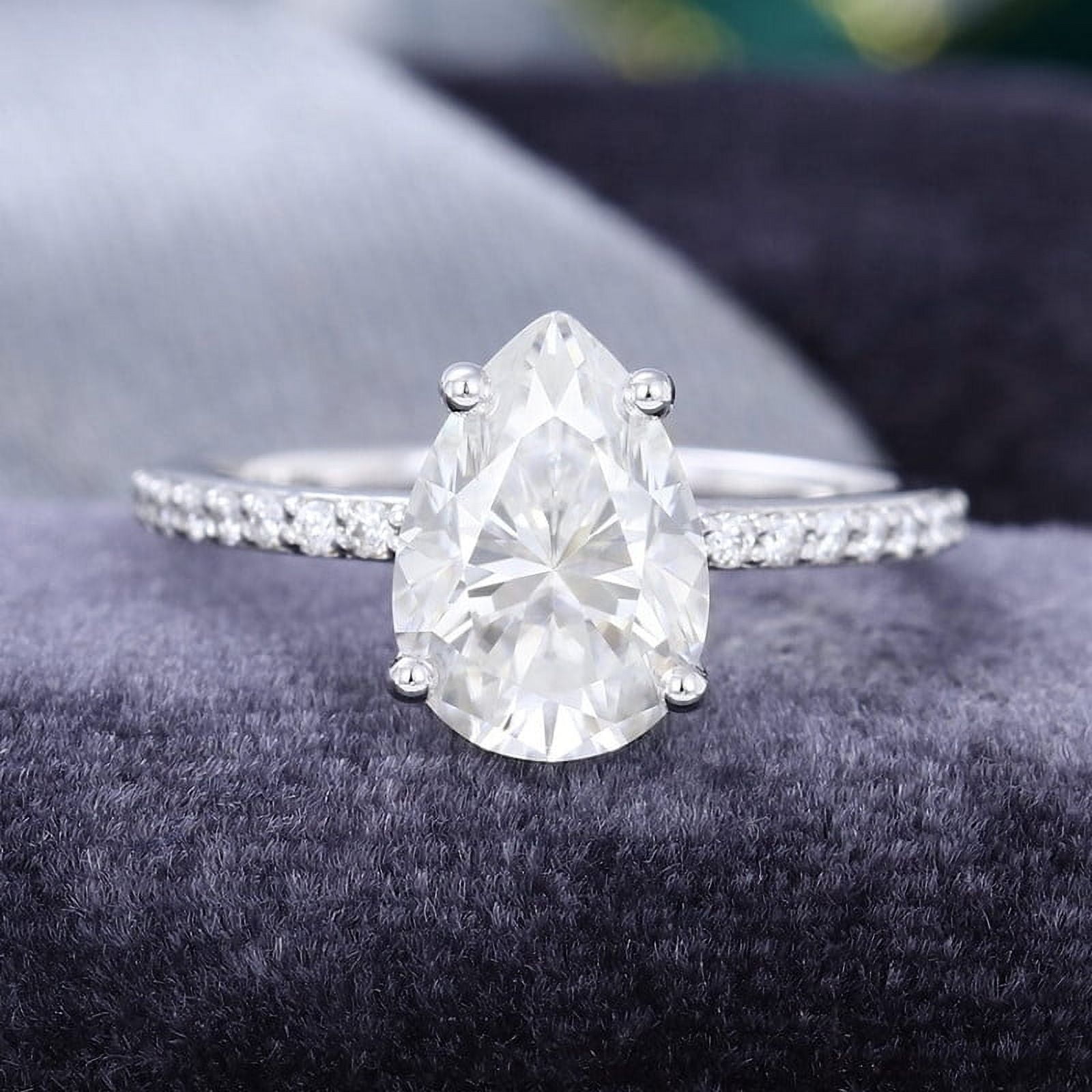 Brig Jewel White Gold Plated 14K Ring - 1.56 Ct Pear Cut Diamond ...