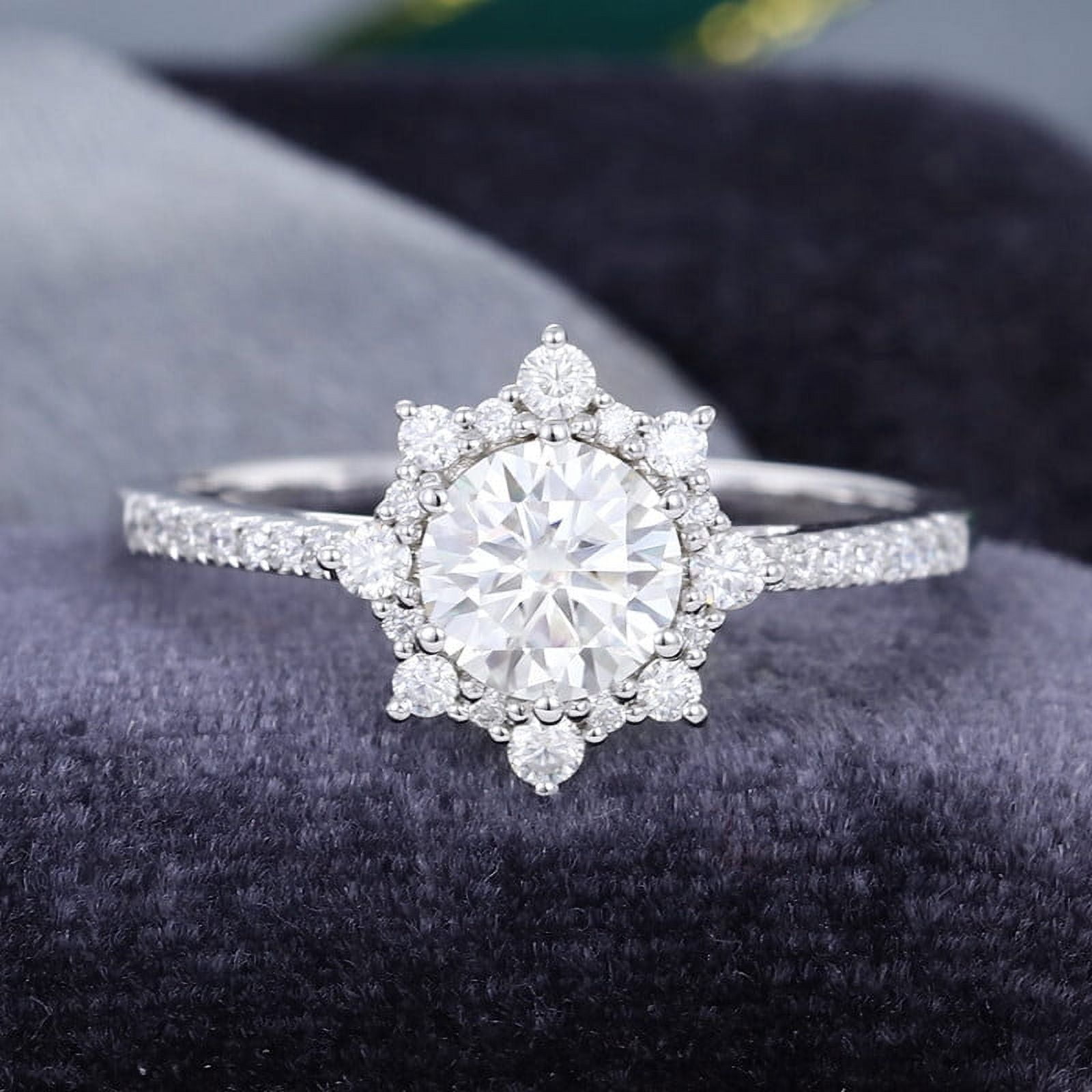 Brig Jewel White Gold Plated 14K Rings - 2 Ct Round Cut Diamond Women's ...