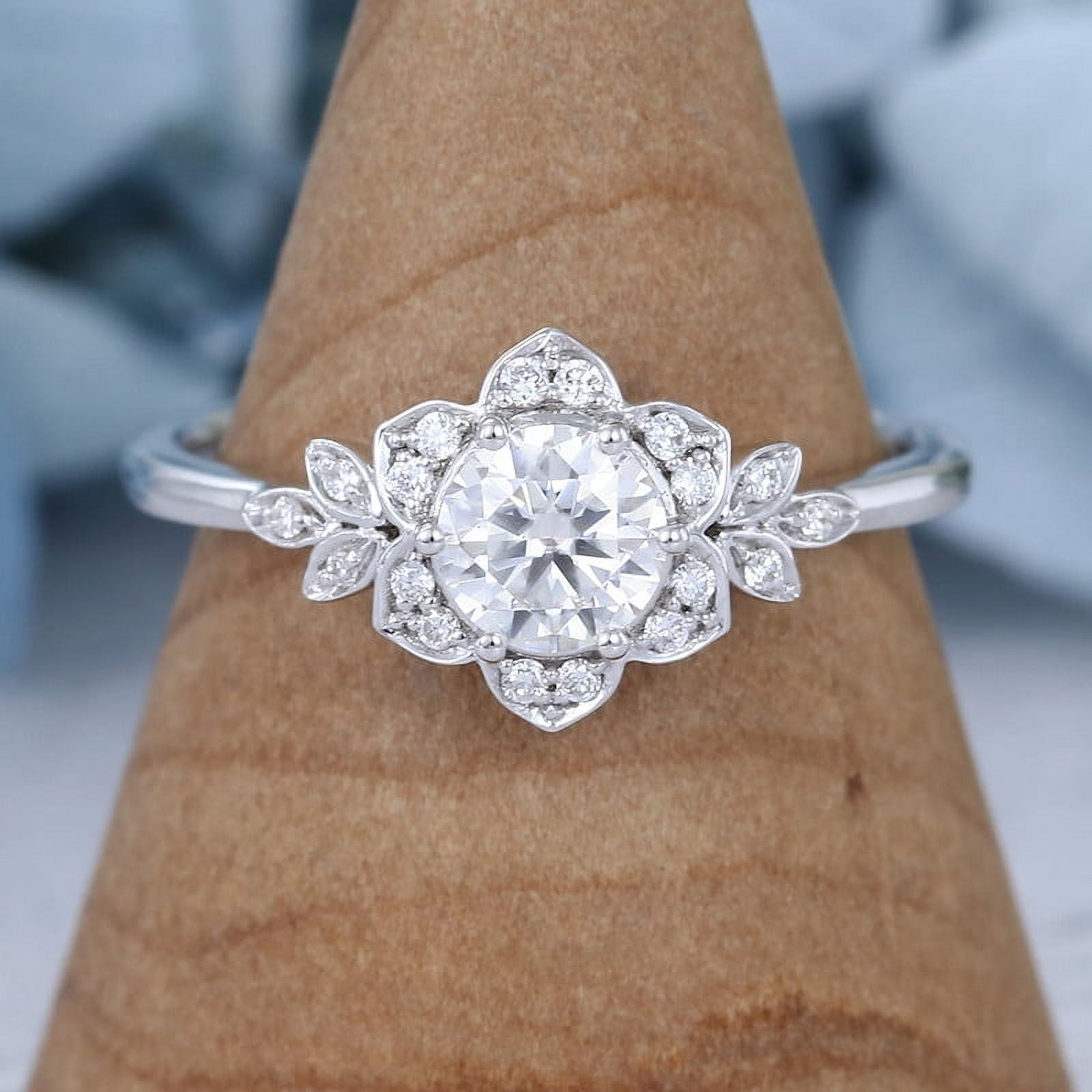 Brig Jewelry 1.4 Ct Round Brilliant Moissanite Ring - 14K White Gold ...