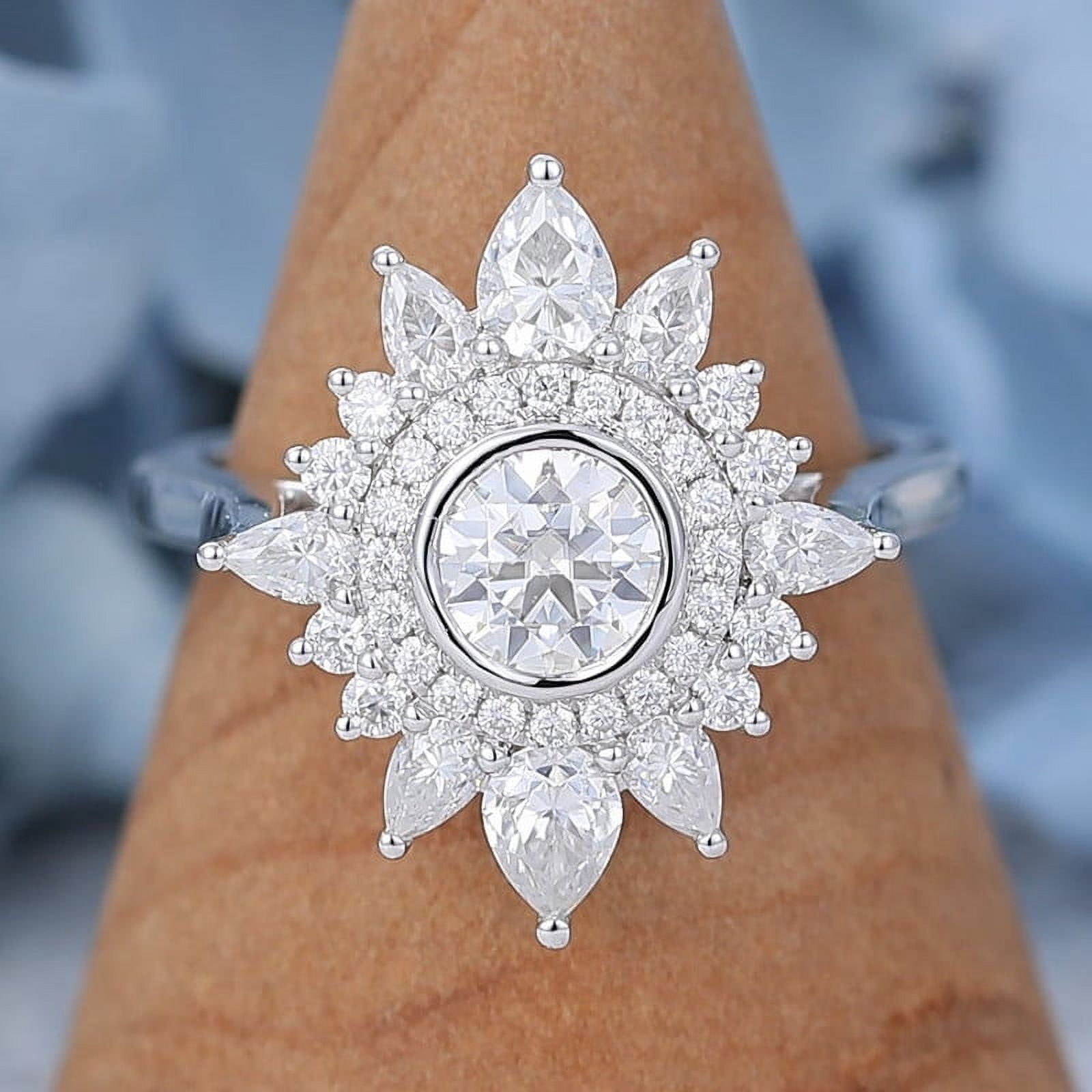 Brig Jewelry 1.8 Ct Round Cut Brilliant Moissanite Ring - 14K White ...