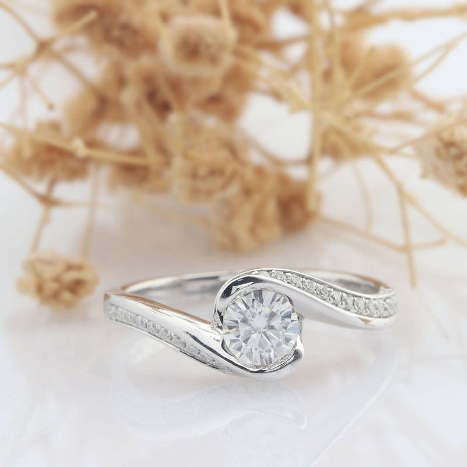 Brig Jewelry 1.8 Ct Round Cut Moissanite Ring for Women - 14K White ...