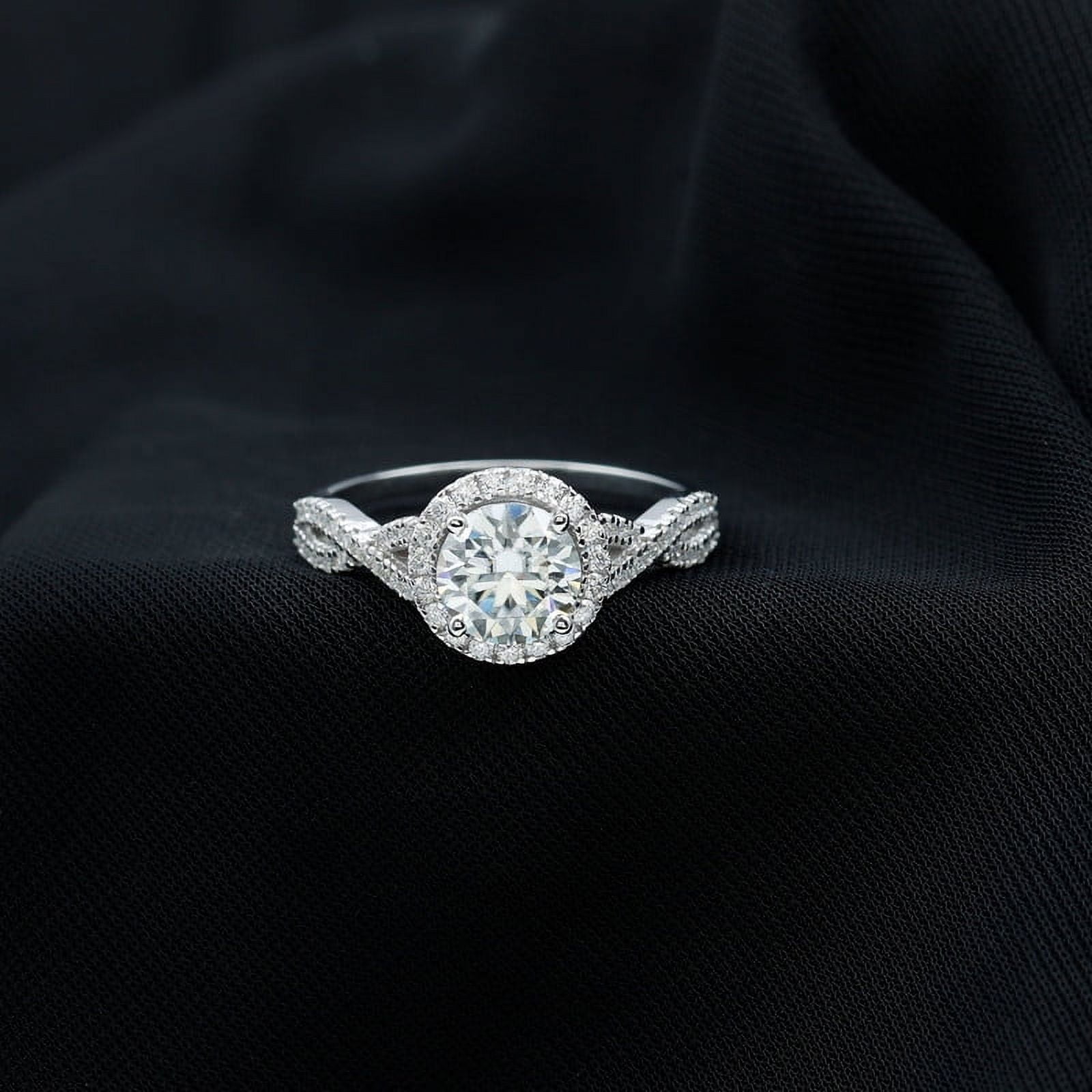 Brig Jewelry 1.8 Ct Round Cut Moissanite Rings - 14K White Gold Plated ...