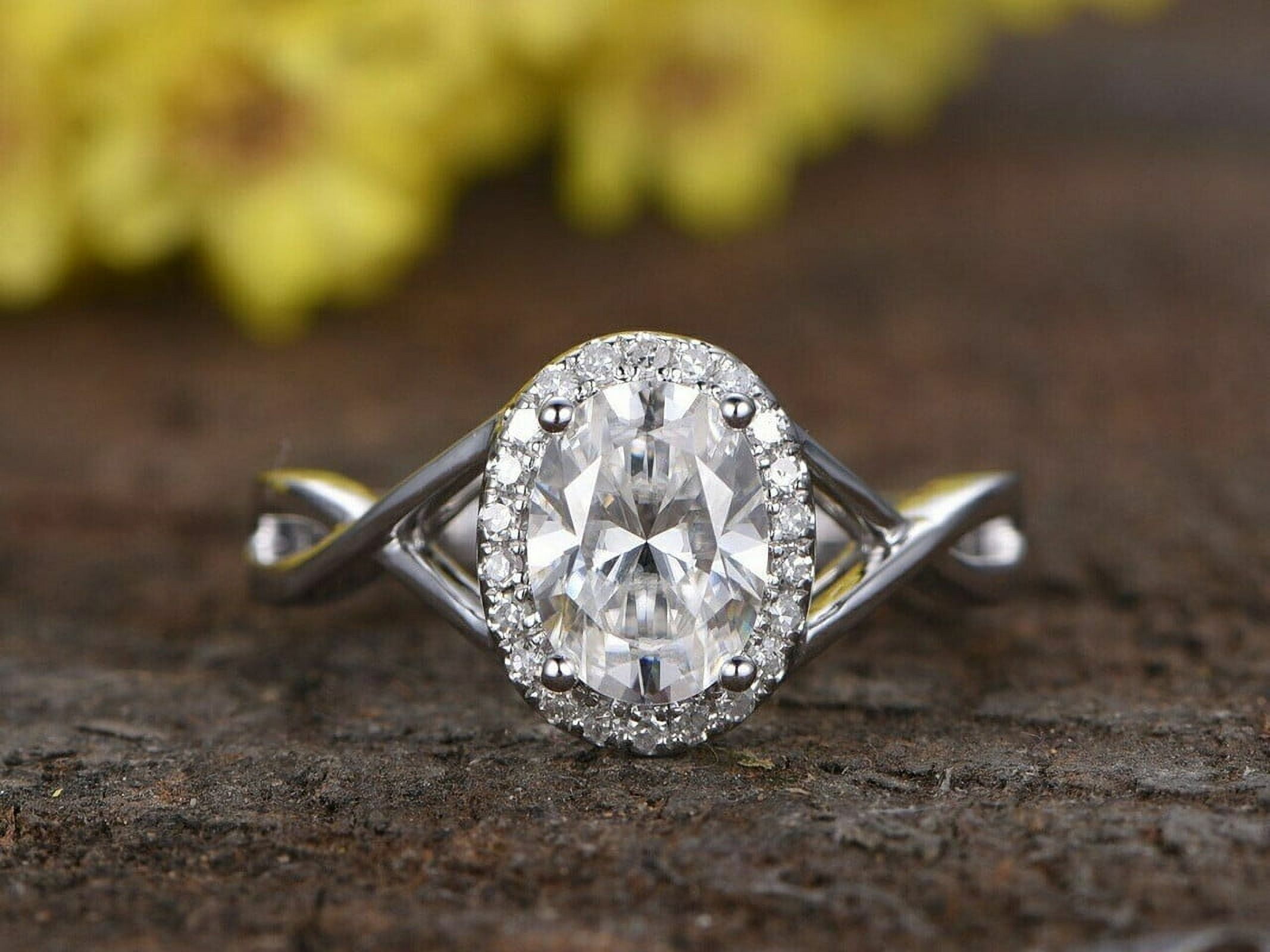 Brig Jewelry 1.9 Ct Oval Cut 4-Prong Moissanite Ring - 14K White Gold ...