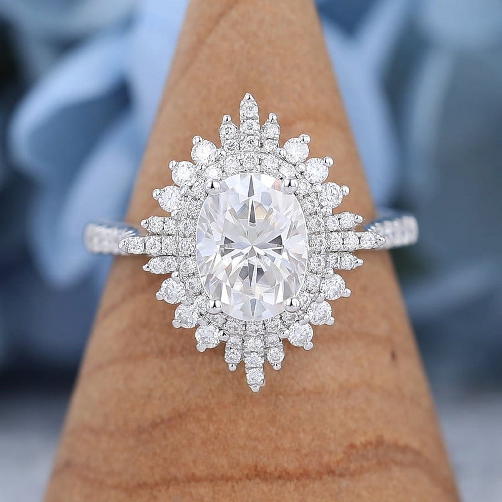 Brig Jewelry 1.9 Ct Oval White Moissanite Ring - Birthstone Wedding ...