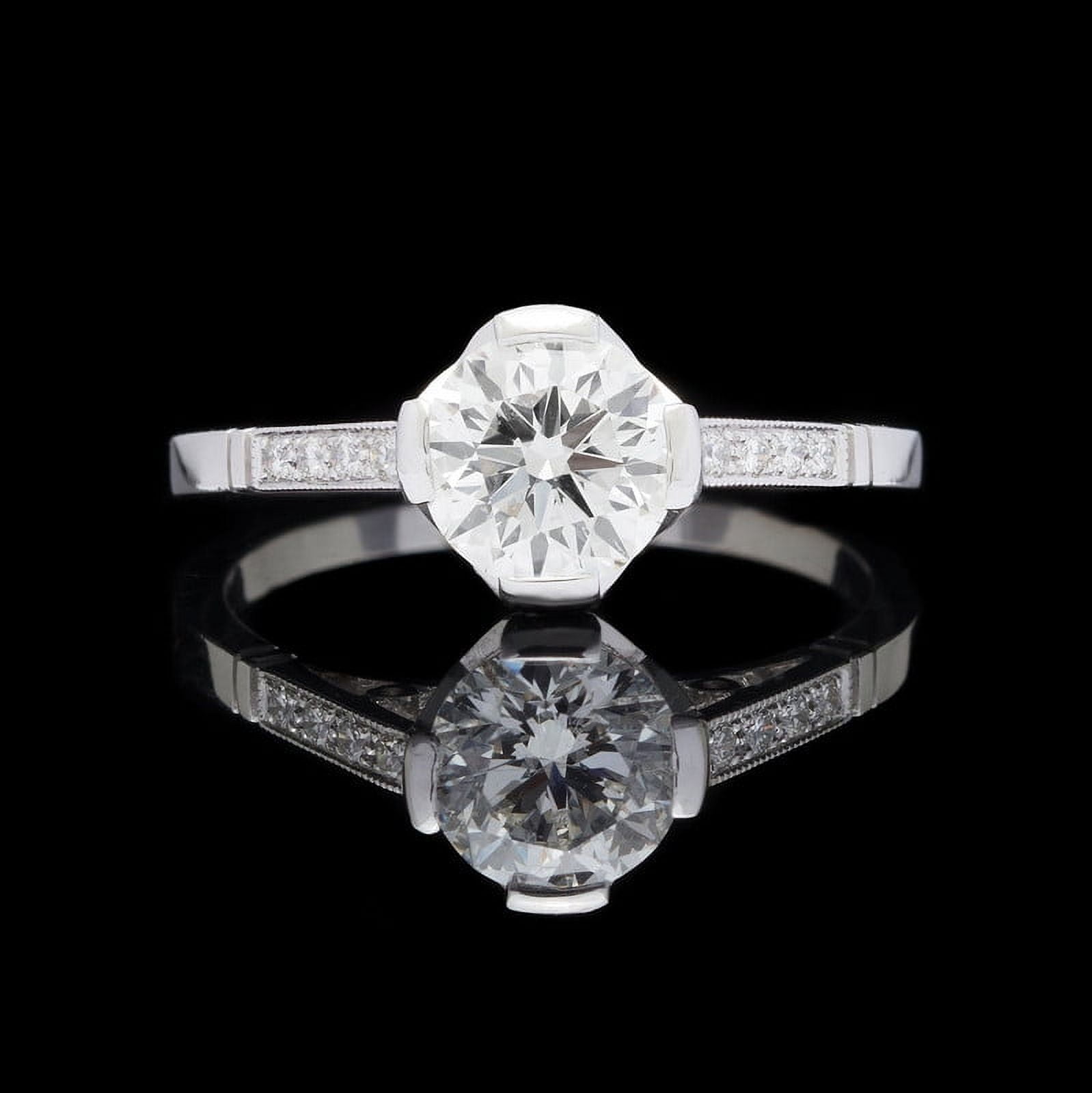 Brig Jewelry 1 Ct Round Moissanite Cut Unique Engagement Ring - 14K ...