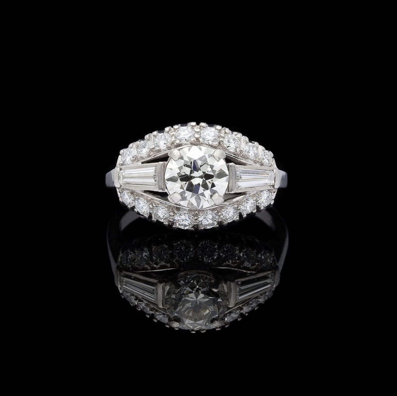 Brig Jewelry 1 Ct Round Moissanite Ring - 14K White Gold Plated Wedding ...