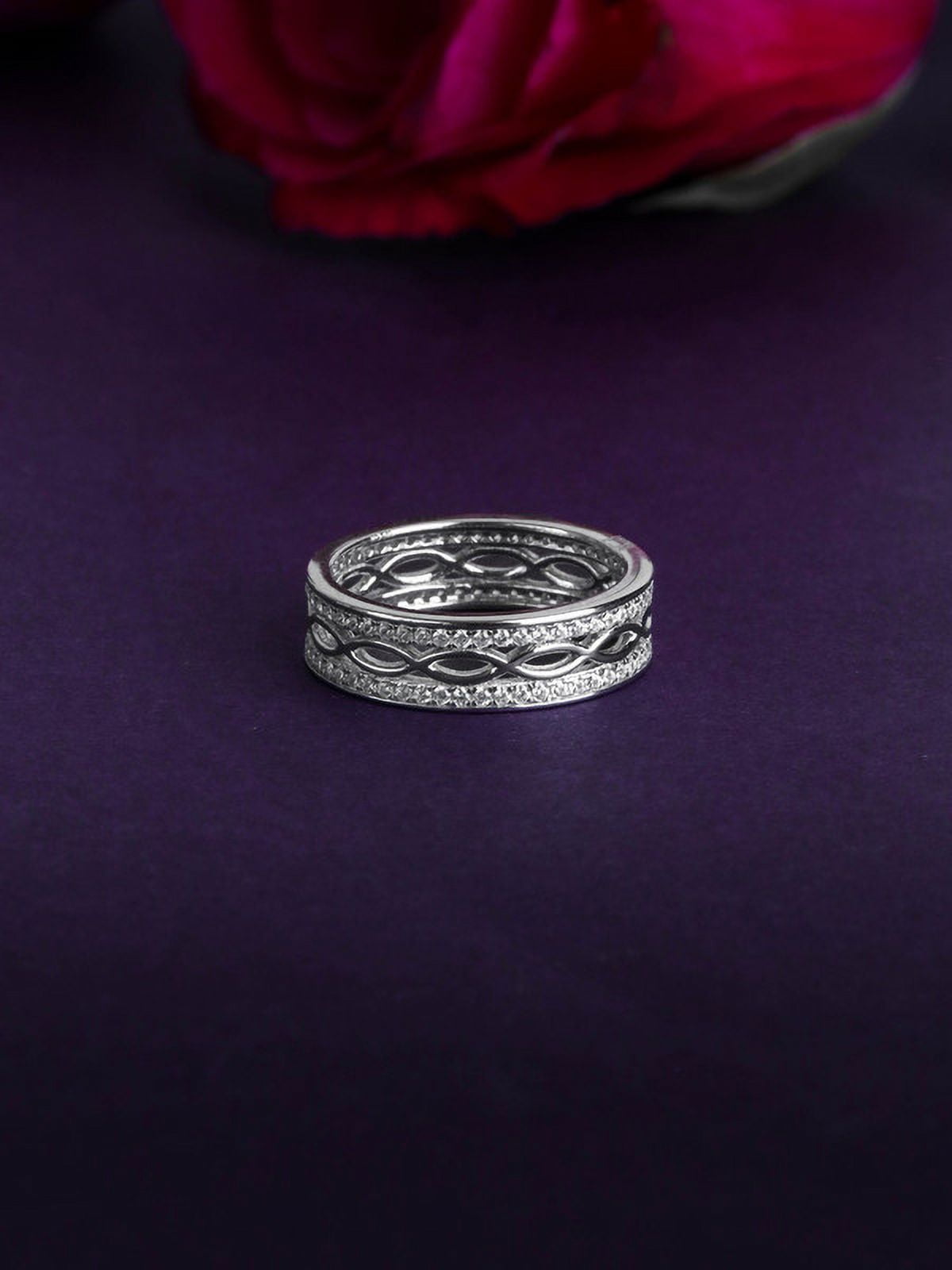 Brig Jewelry 14K White Gold Plated Ring - 0.3 Ct Round Moissanite ...