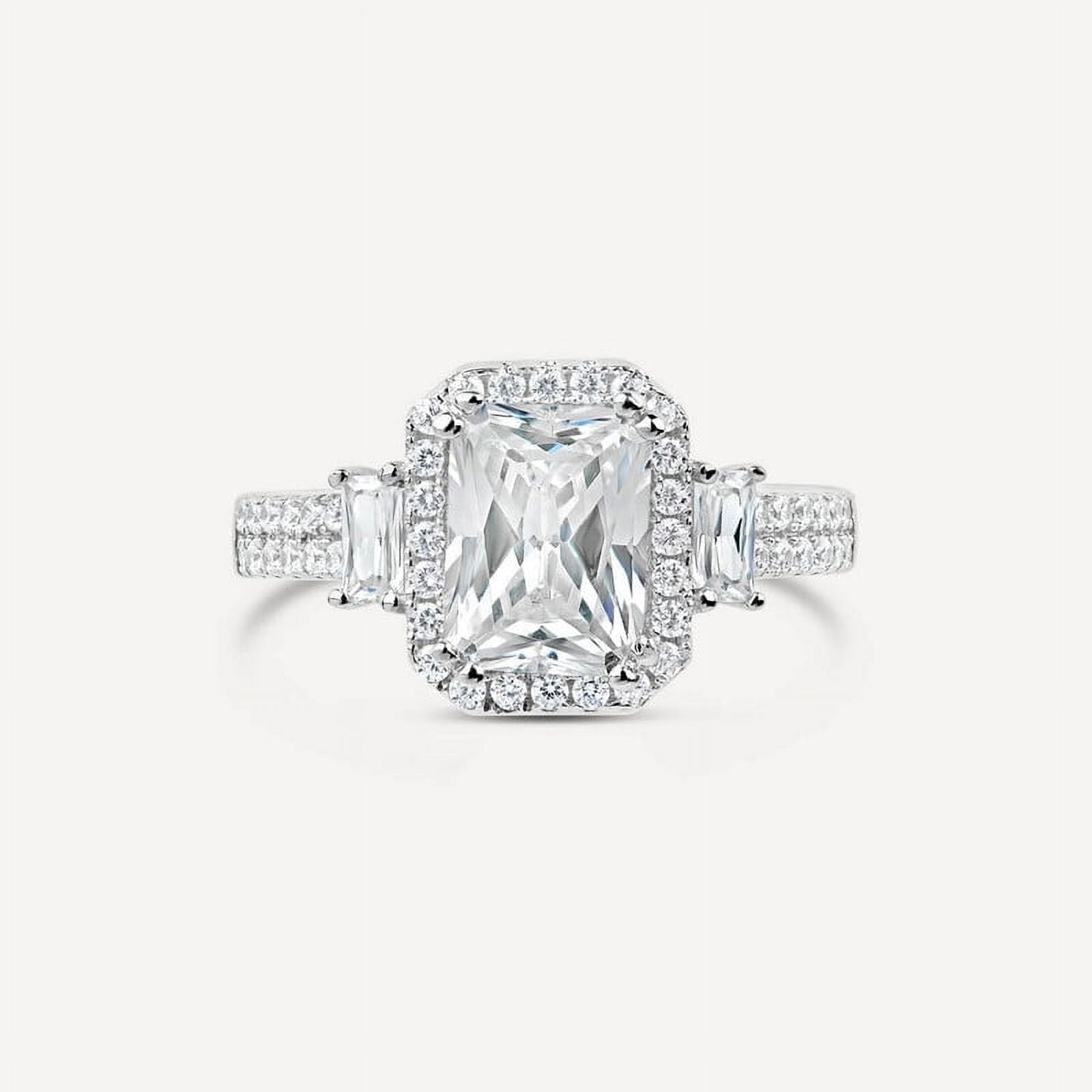Brig Jewelry 14K White Gold Plated Ring - 1.58 Ct Radiant Cut ...