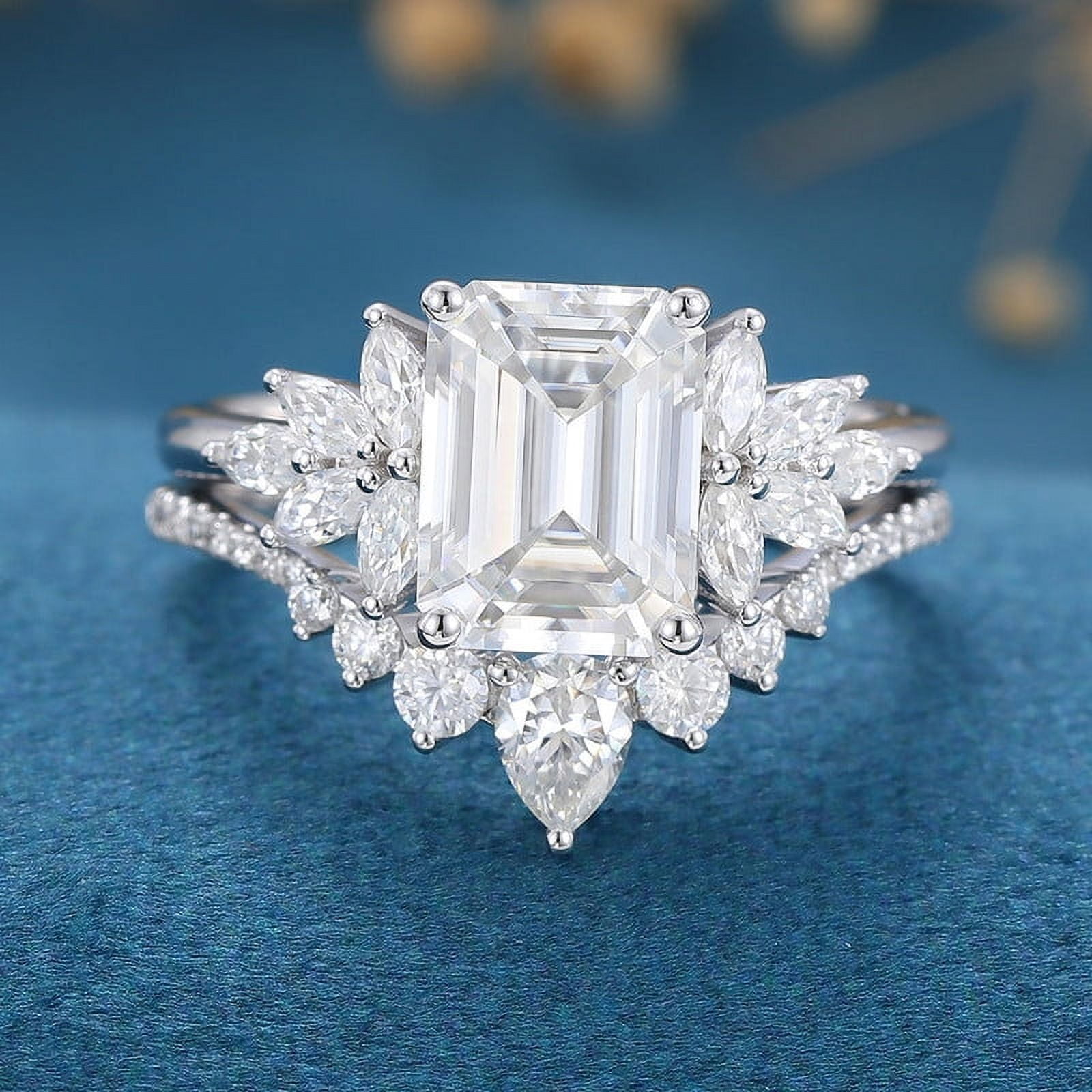 Brig Jewelry 14K White Gold Plated Rings - 2.3 Ct Emerald Cut ...