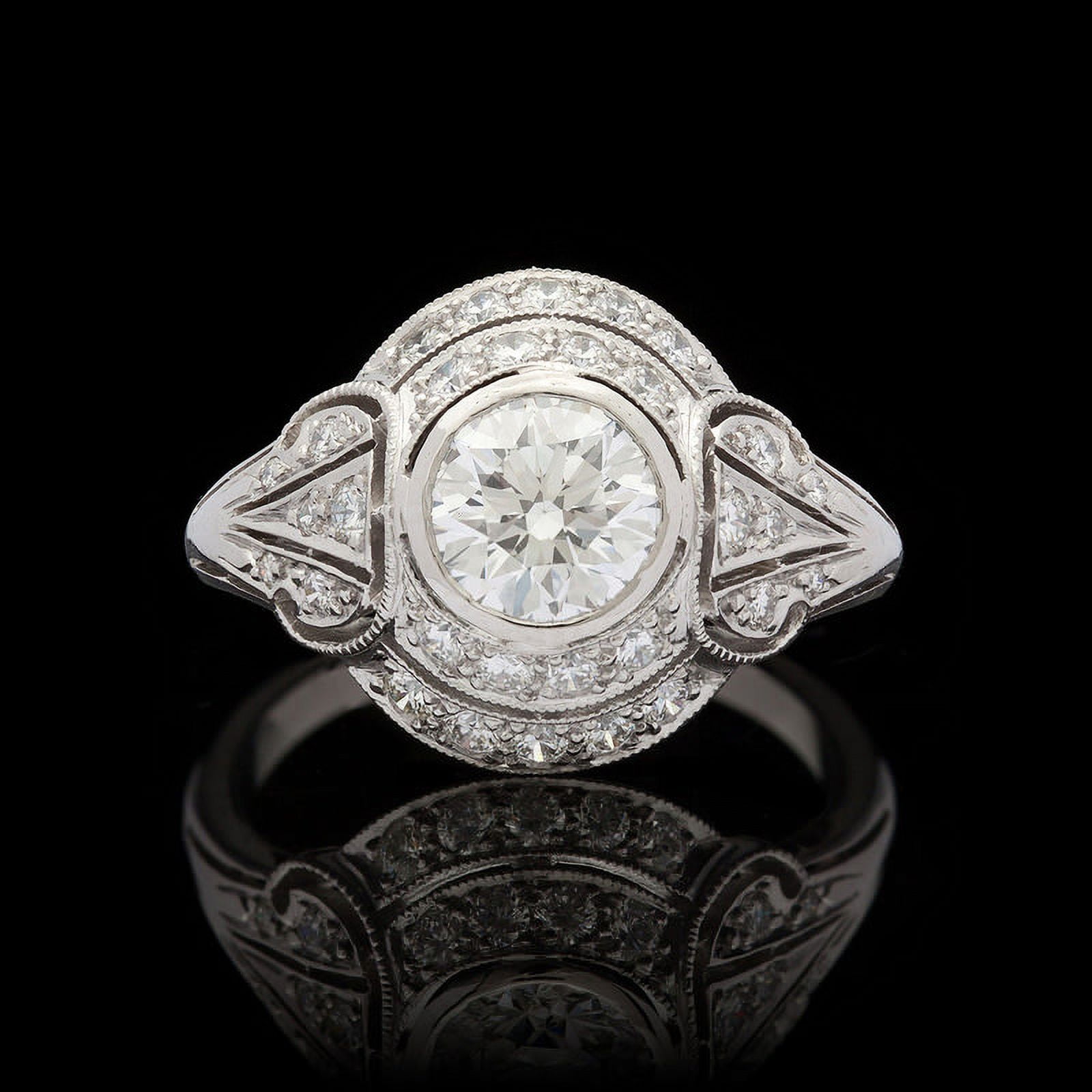 Brig Jewelry 14K White Gold Plated Wedding Band - 1 Ct Round Moissanite ...