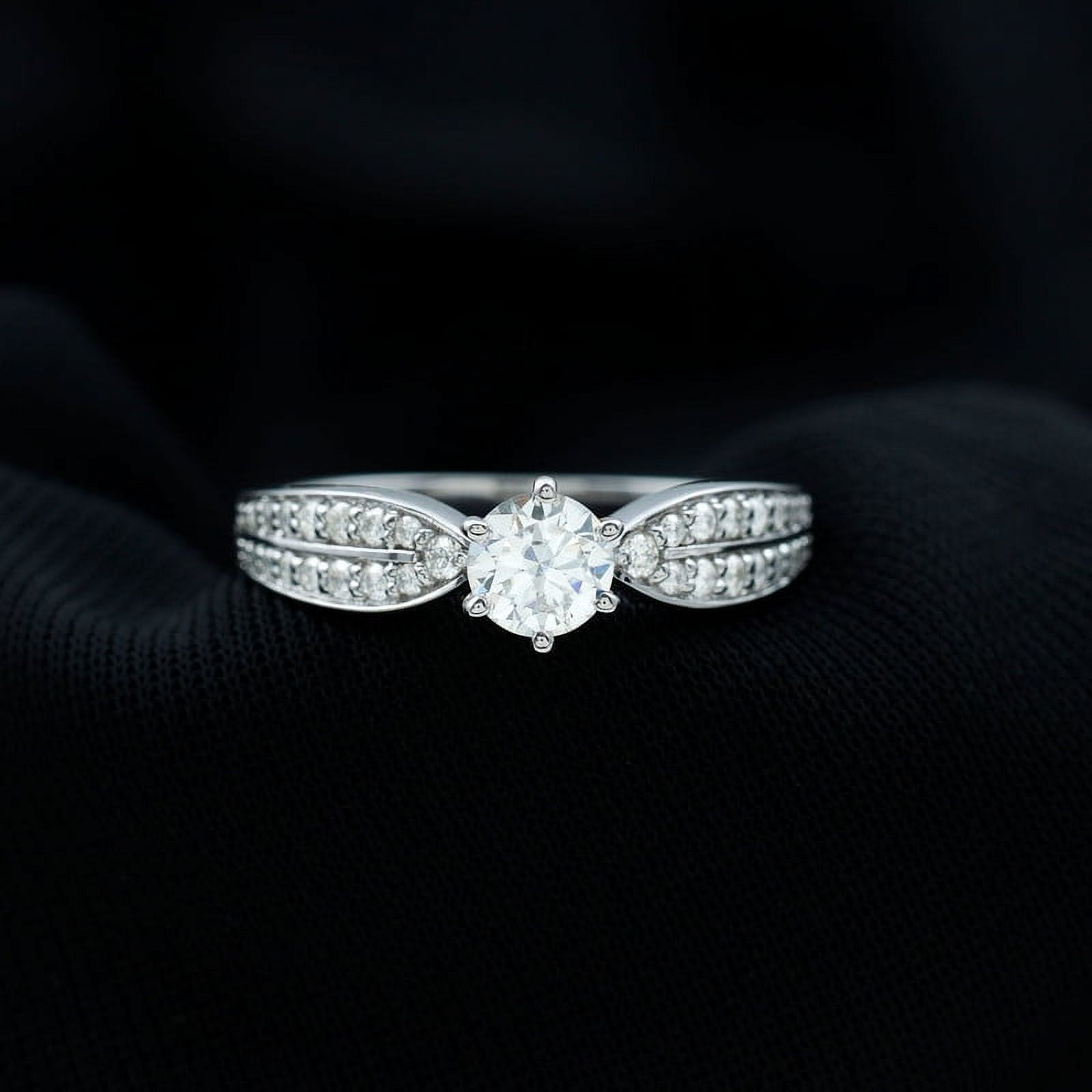 Brig Jewelry 14k White Gold Rings - 1 Ct Round Cut Lab Moissanite Gift ...