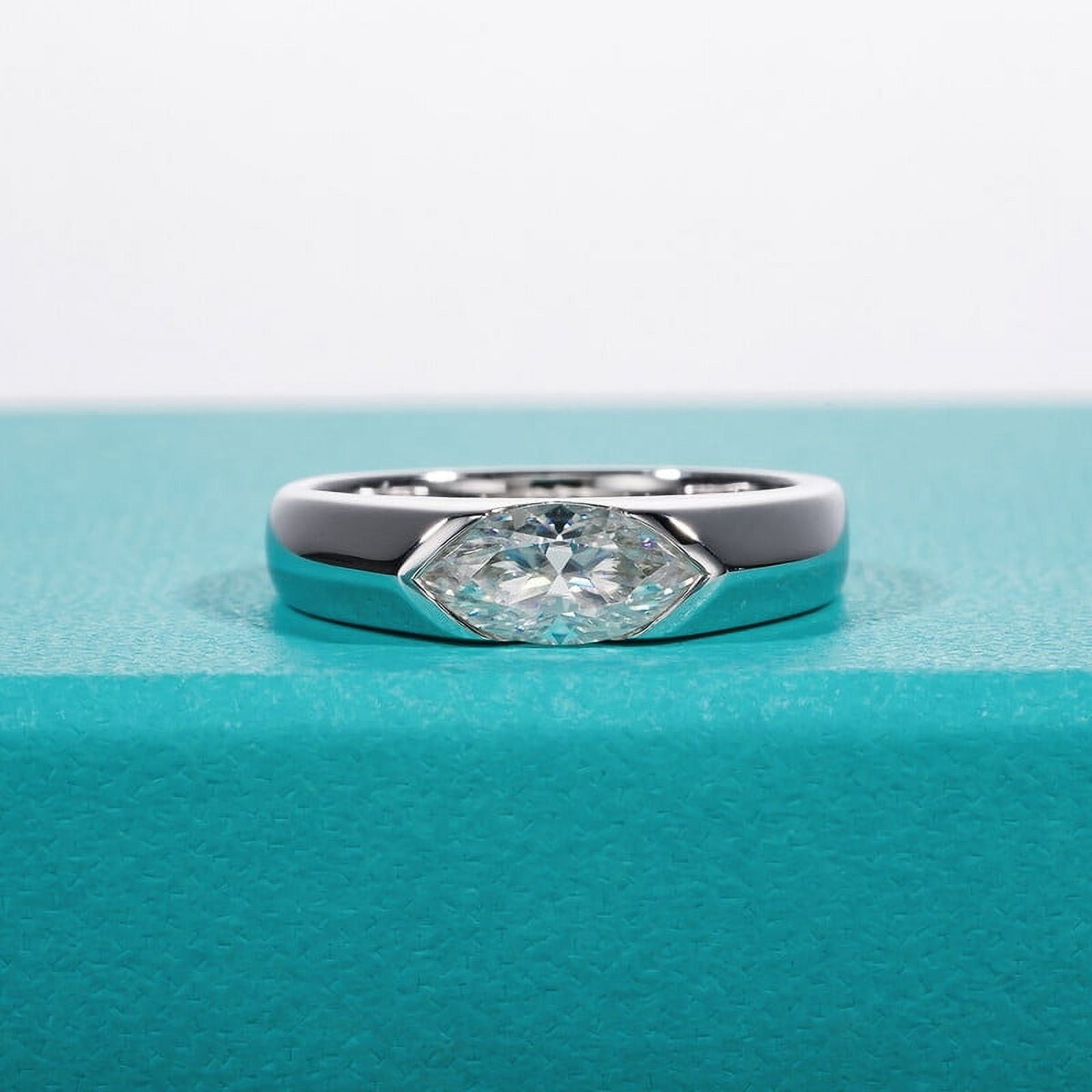 Brig Jewelry 2.1 Ct Marquise Cut Moissanite Wedding Ring - 14K White ...