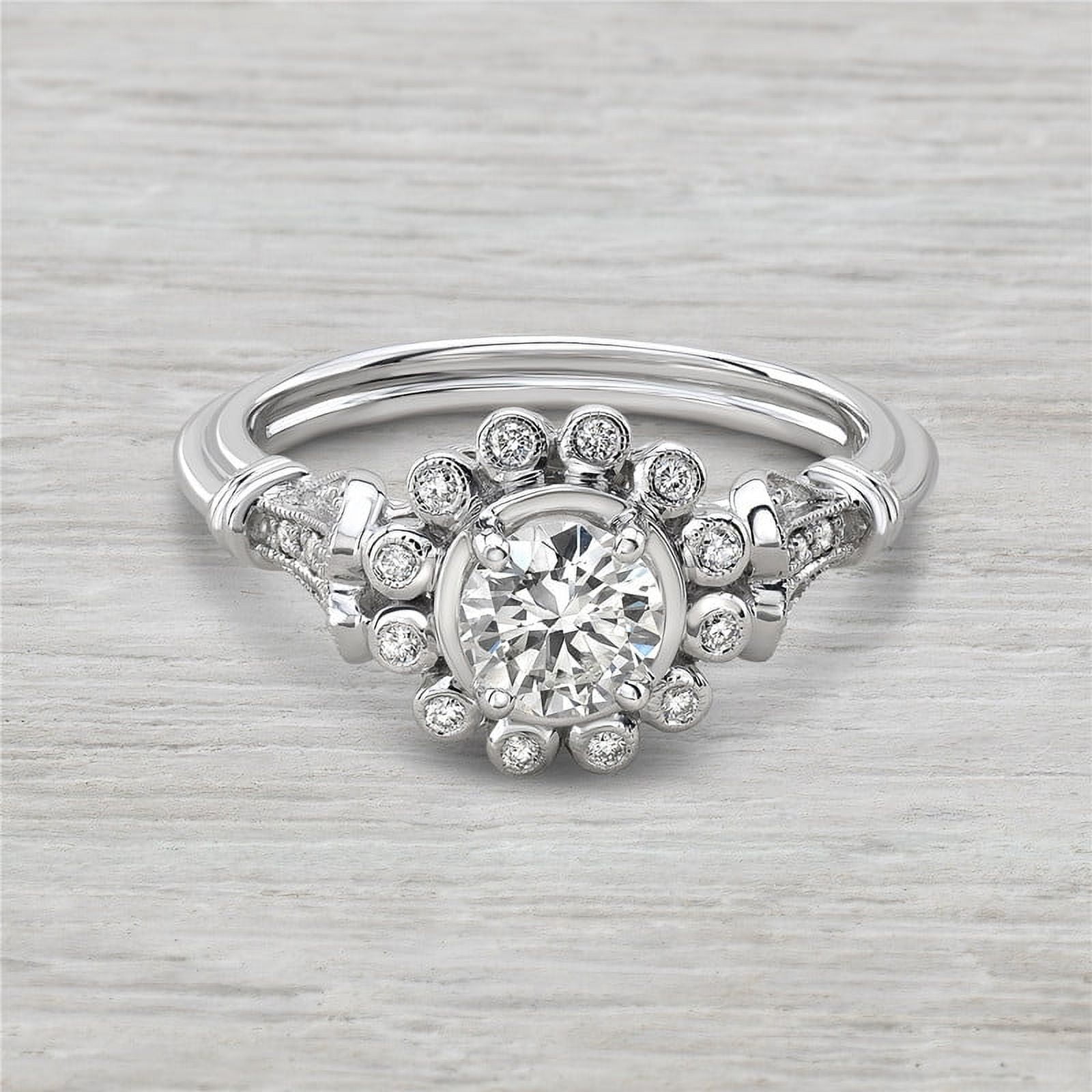 Brig Jewelry 2.1 Ct VVS1/D Round Cut Moissanite Ring - 14K White Gold ...