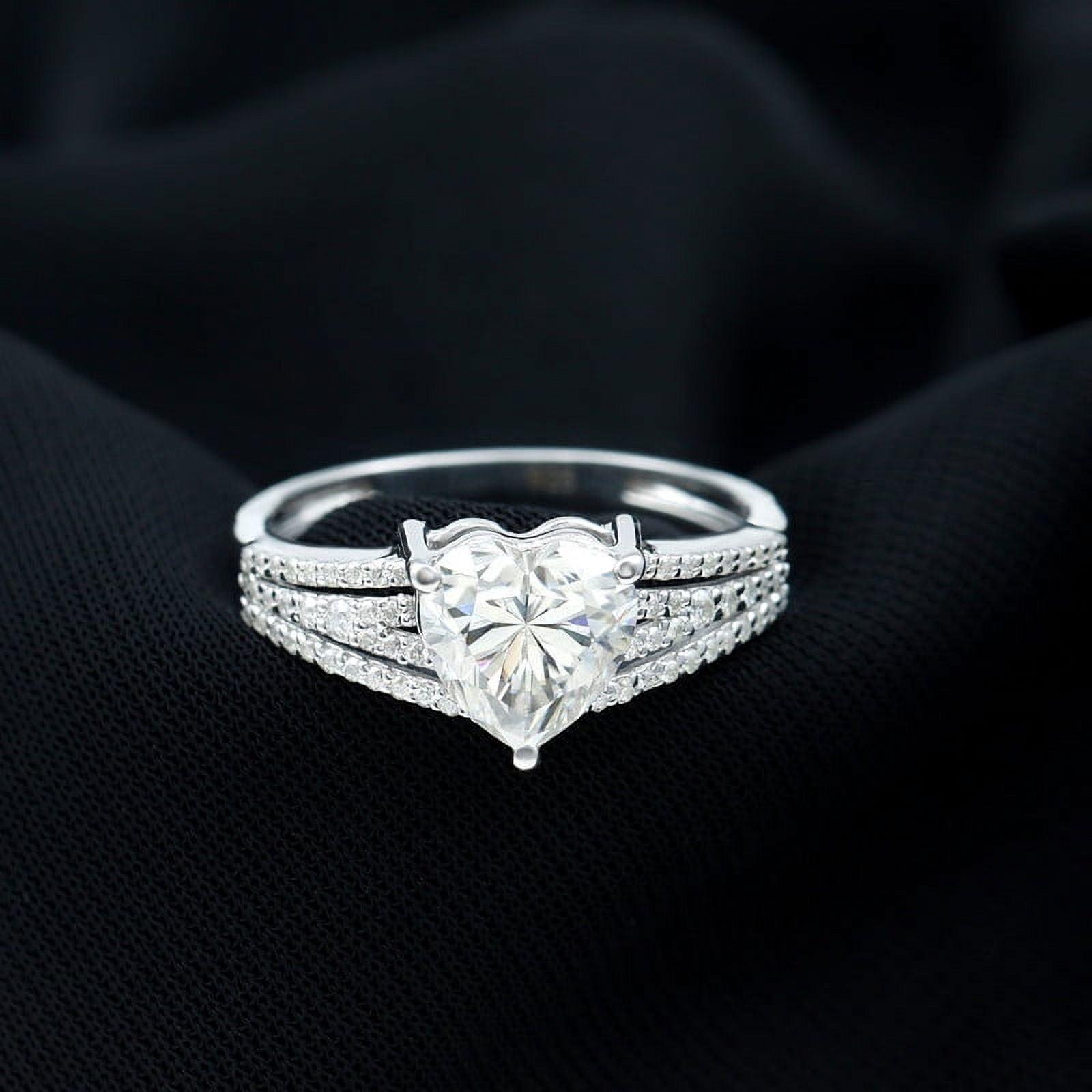 Brig Jewelry 2.20 Ct Heart Moissanite Engagement Ring - Wedding Ring ...