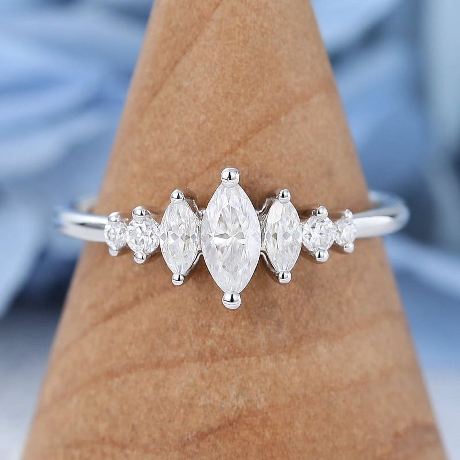 Brig Jewelry 2.3 Ct Marquise Moissanite Ring - 14K White Gold Ring ...