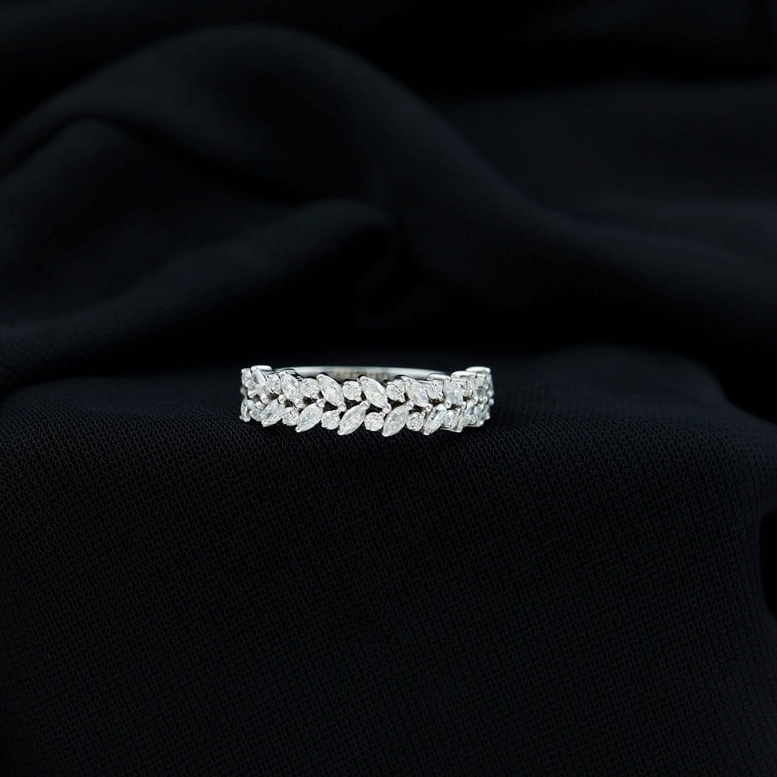 Brig Jewelry 2.7 Ct Marquise Cut Moissanite Ring - 14K White Gold Plated Wedding Prong Setting ...