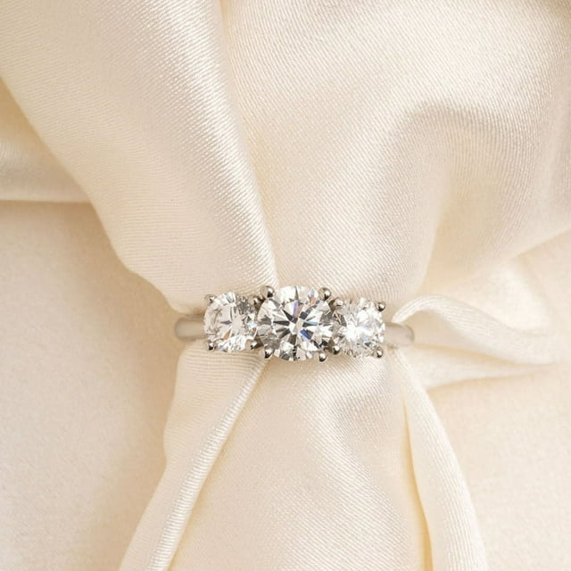 Brig Jewelry 2.7 Ct Round Cut Moissanite Anniversary Ring - 14K Silver ...