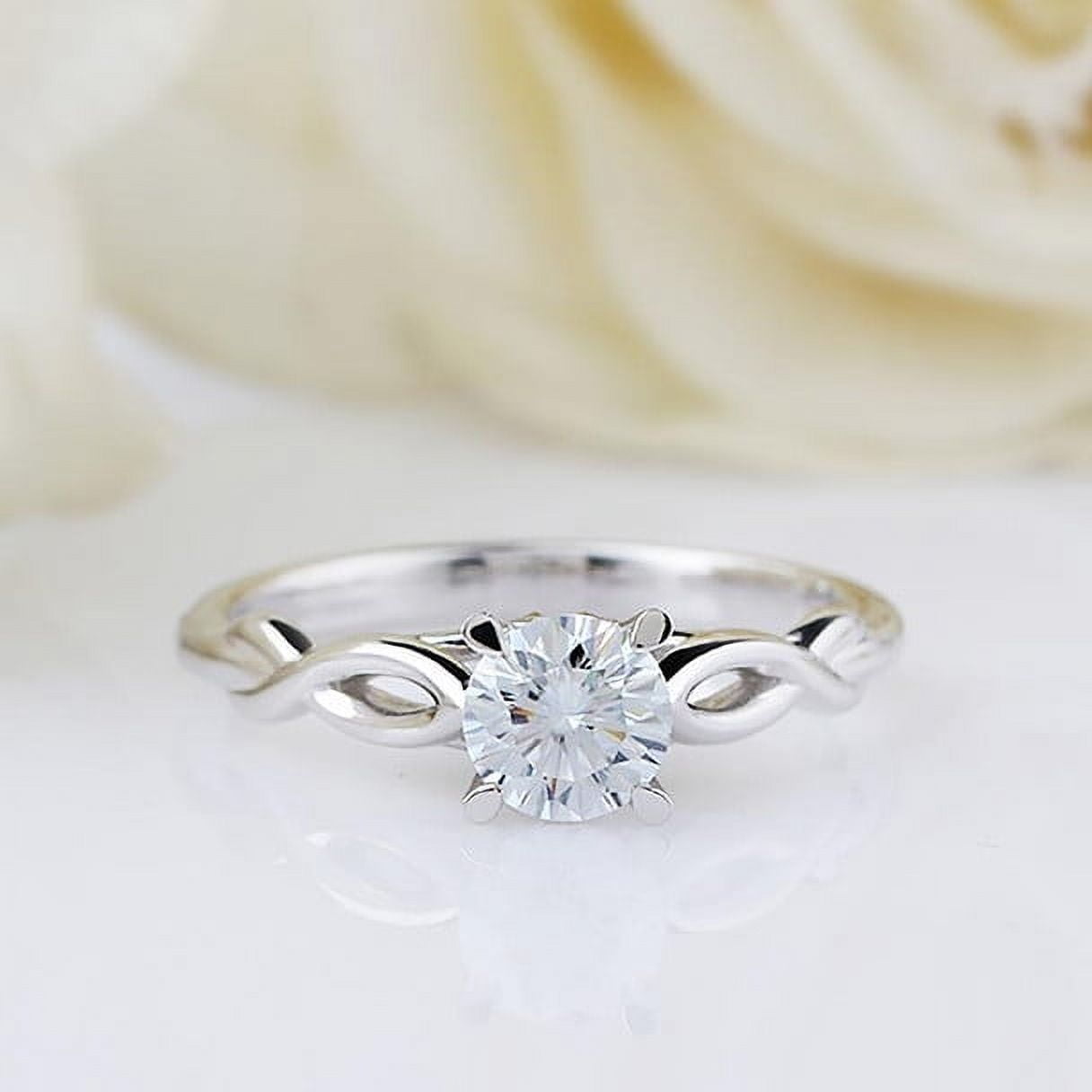 Brig Jewelry 2.8 Ct Round Cut Moissanite Ring - 14K White Gold Plated ...