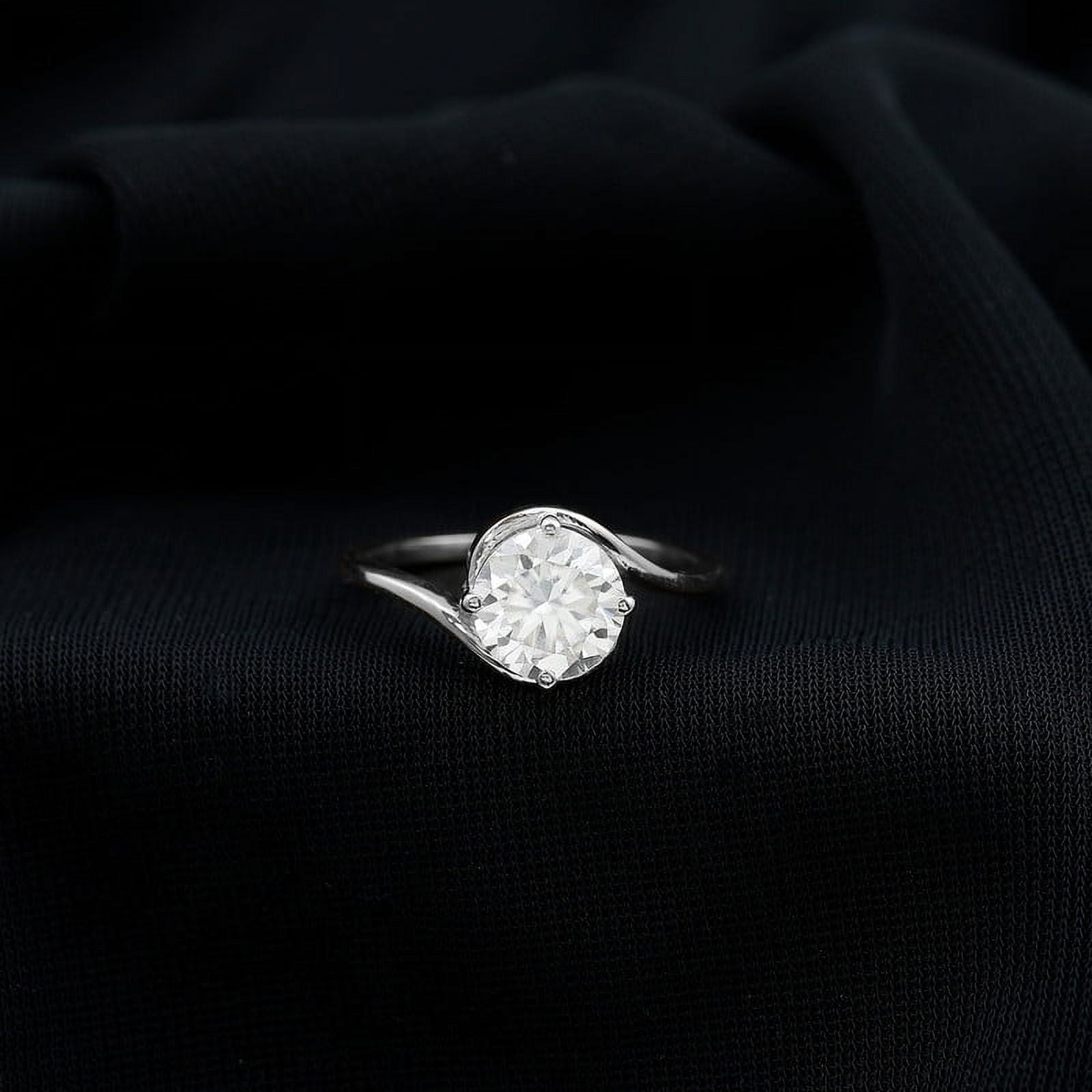 Brig Jewelry 2 Ct Round Cut Moissanite Rings - 14K White Gold Plated ...