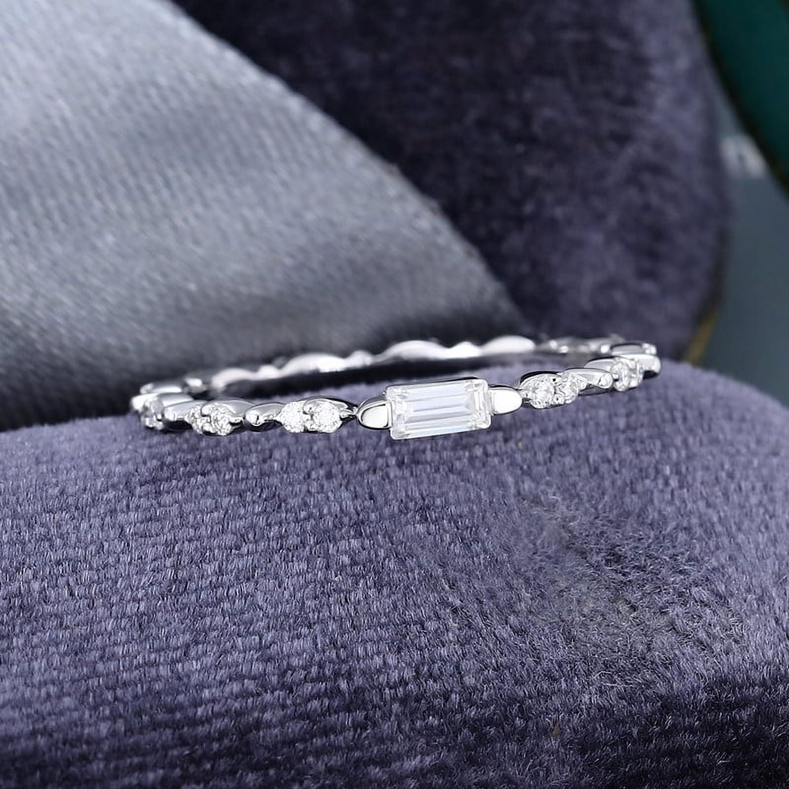 Brig Jewelry White Gold Plated 14K Ring - 0.9 Ct Baguette Cut ...