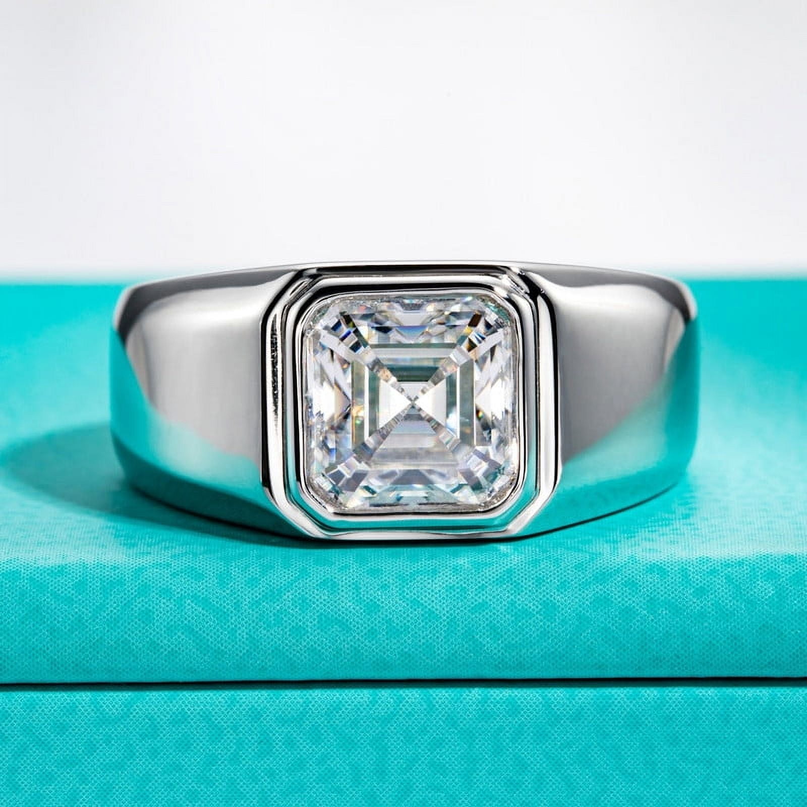 Brig Jewelrys 1.7 Ct Asscher Cut Moissanite Ring - 14K White Gold ...