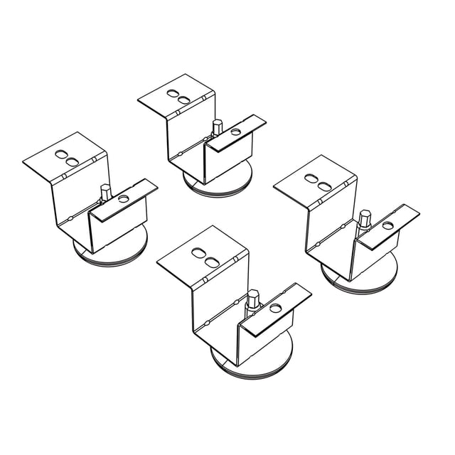 Brigade Pedestal Adjustable Glides, Rigid Mount Plate, 2" x 2" Glide ...