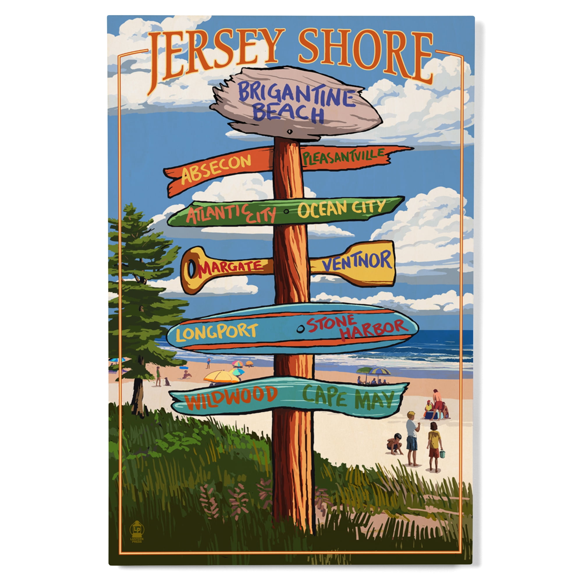 Brigantine Beach, New Jersey, Destinations Signpost Birch Wood Wall ...