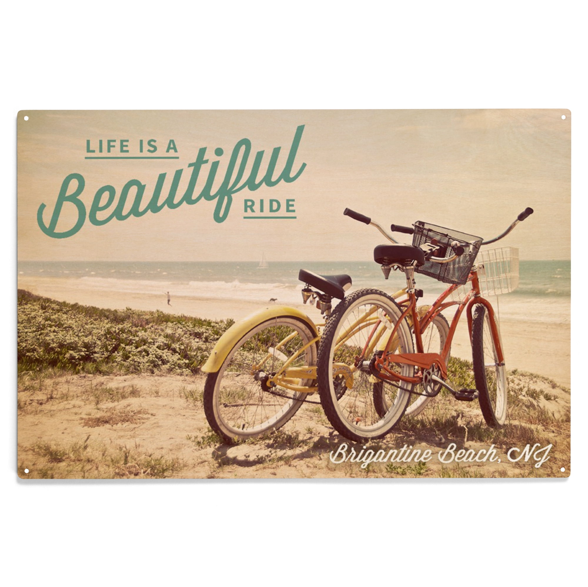 Brigantine Beach, New Jersey, Life is a Beautiful Ride Birch Wood Wall ...