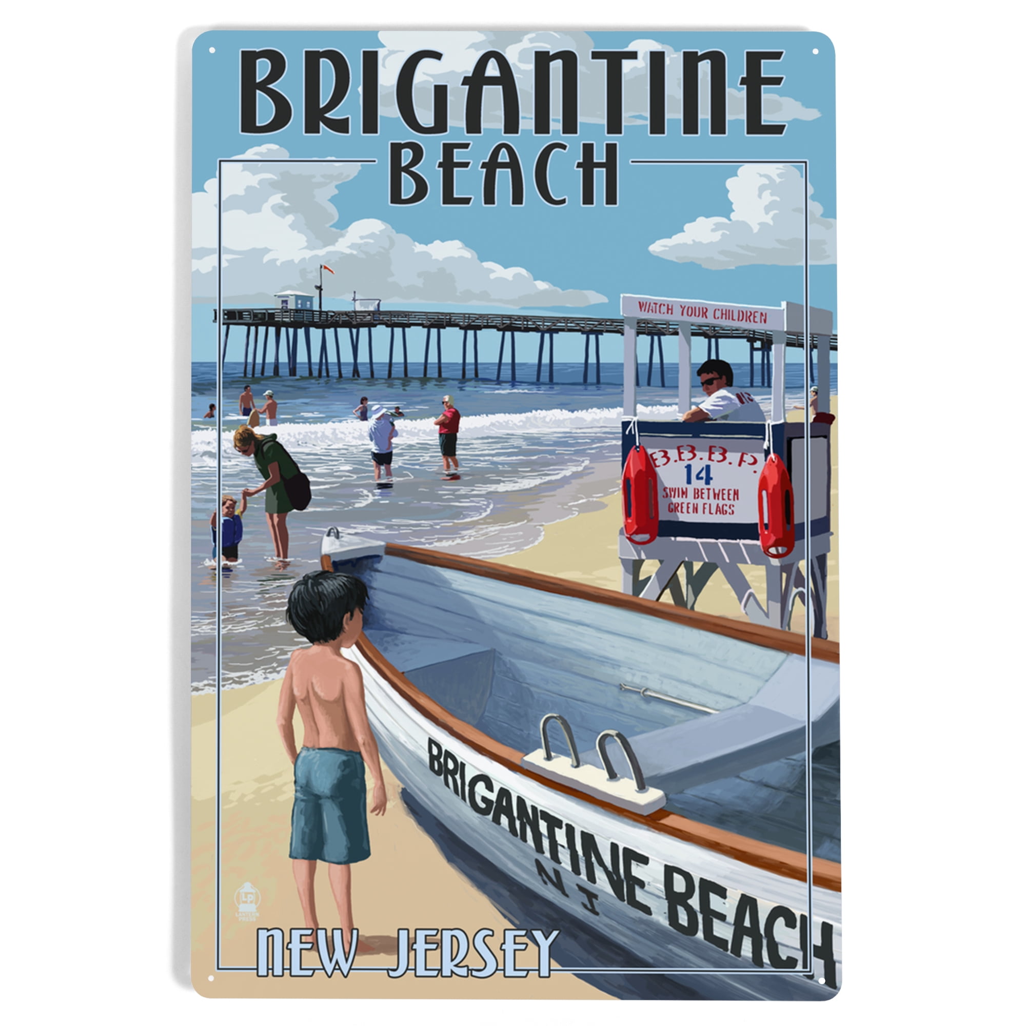 Brigantine Beach, New Jersey, Lifeguard Stand (12x18 Aluminum Art ...