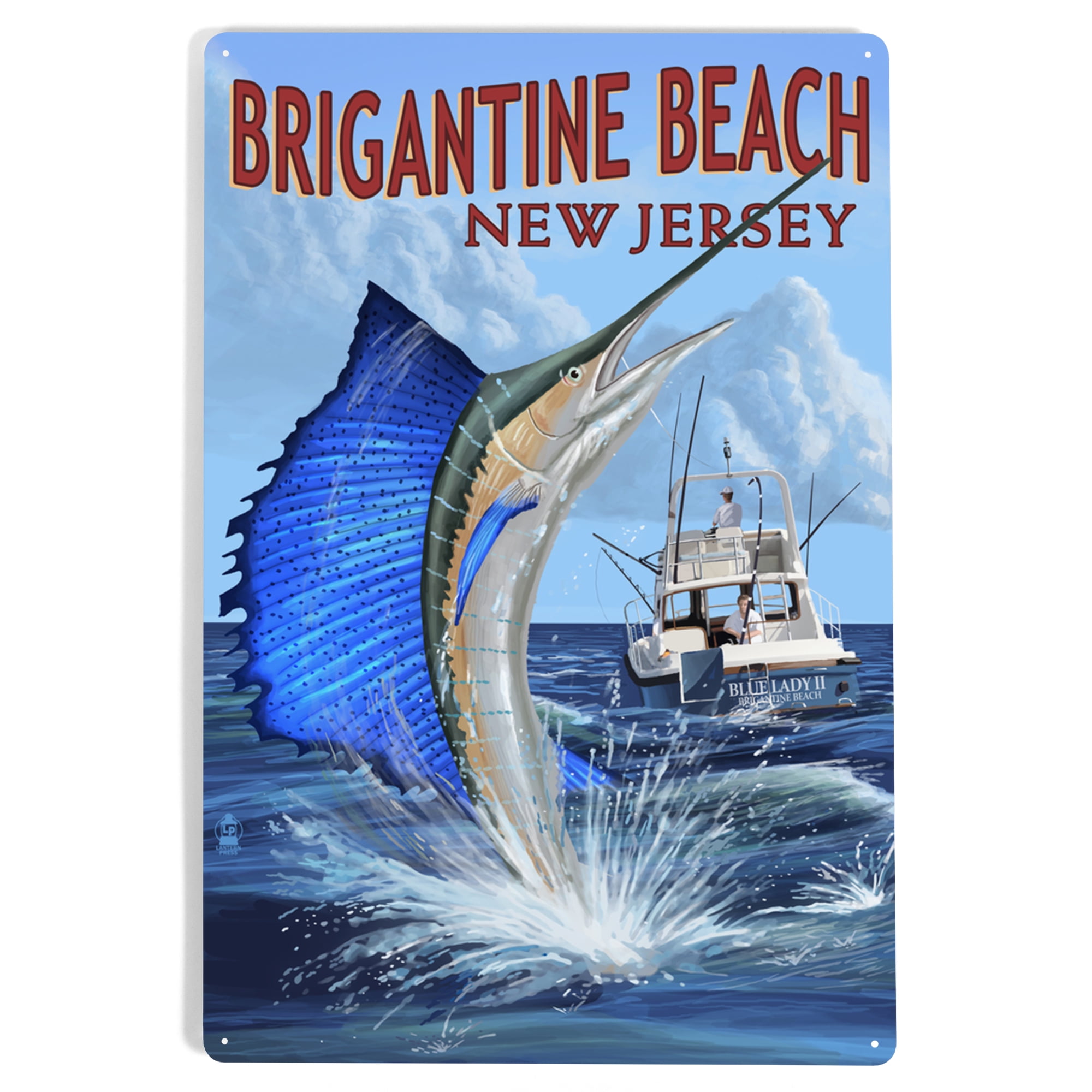 Brigantine Beach, New Jersey, Sailfish Deep Sea Fishing (12x18 Aluminum ...